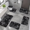 Bathroom Rugs Black Non-Slip Soft Absorbent Dolphin Printing Bath ...