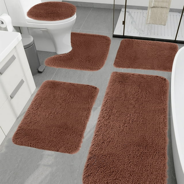 Bath Rugs for Bathroom Floor 5 Piece set(Brown) - Walmart.com