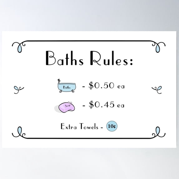 Bath Rules Poster Wall Art Modern Wall Decor Wall Art Home Decor Cute ...