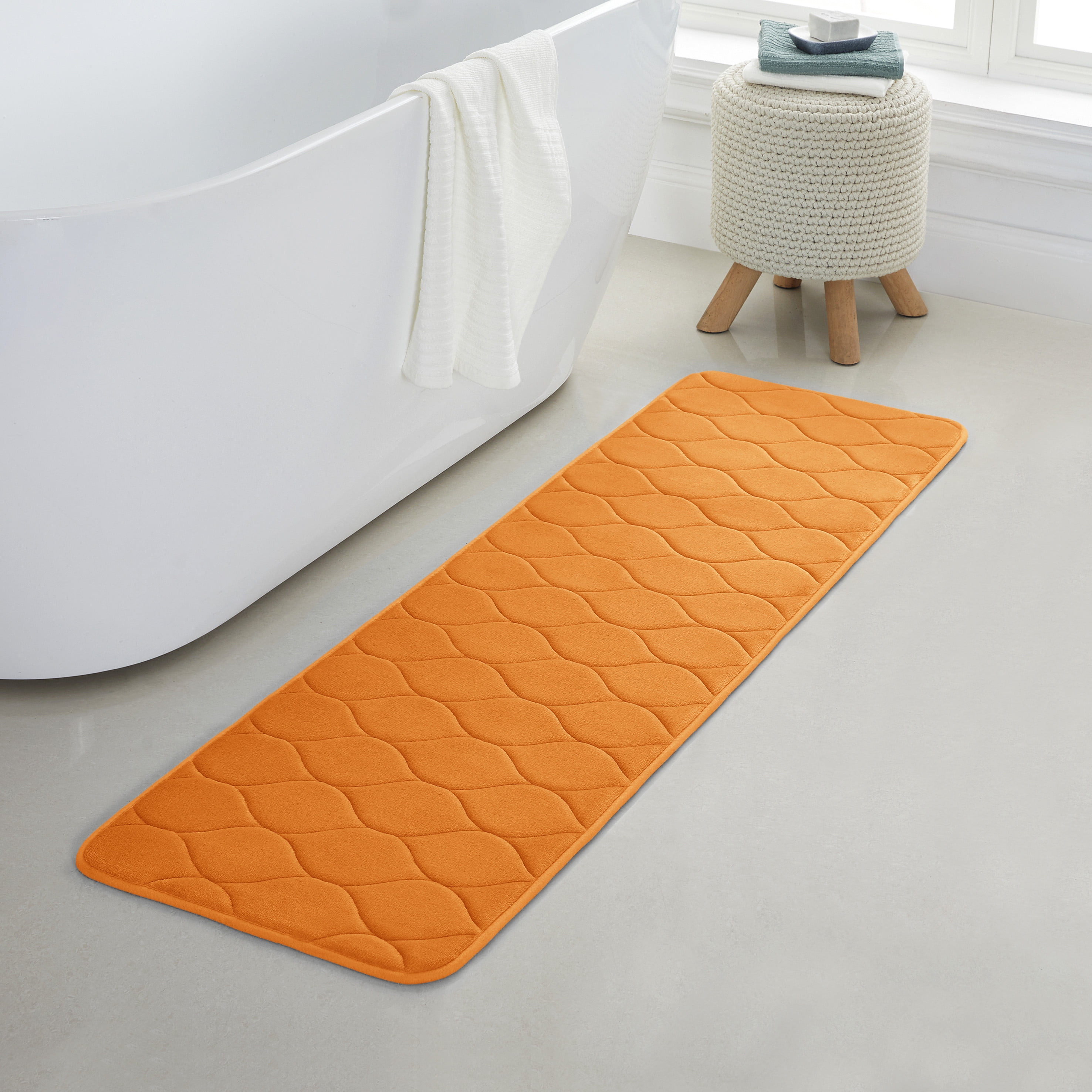 Bath Runner Oval Design Memory Foam Bathroom Rug Non-Slip PVC Backing ...