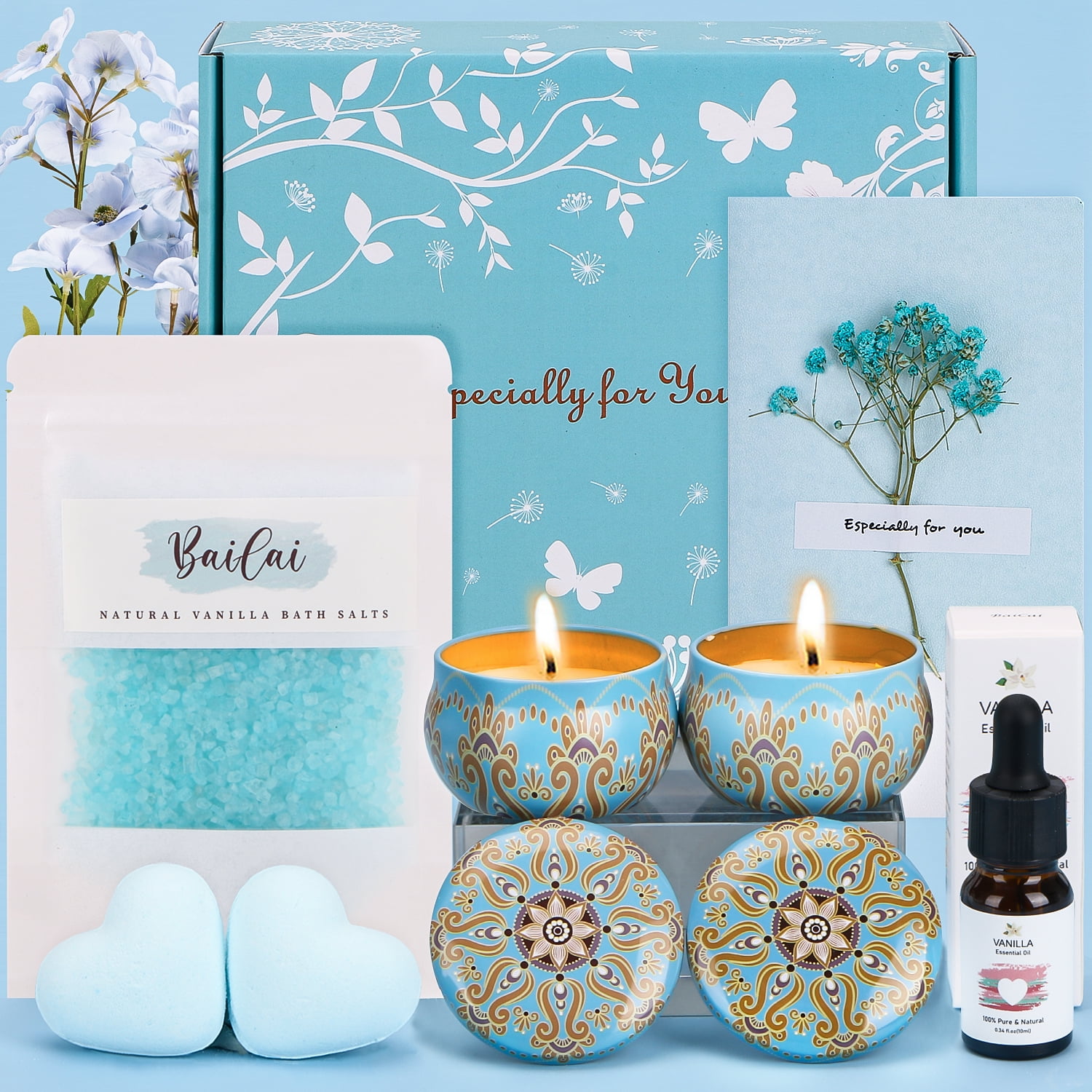 Bath Set Birthday Pamper Gifts Box for Women Her, Unique Skin Care Self ...