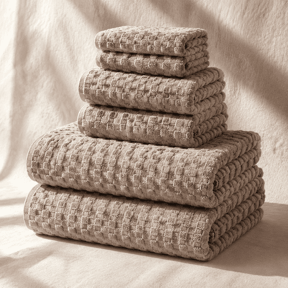 Bath Sheet Set-6PCS Beige Extra Large Microfiber Towel Set for Bathroom ...