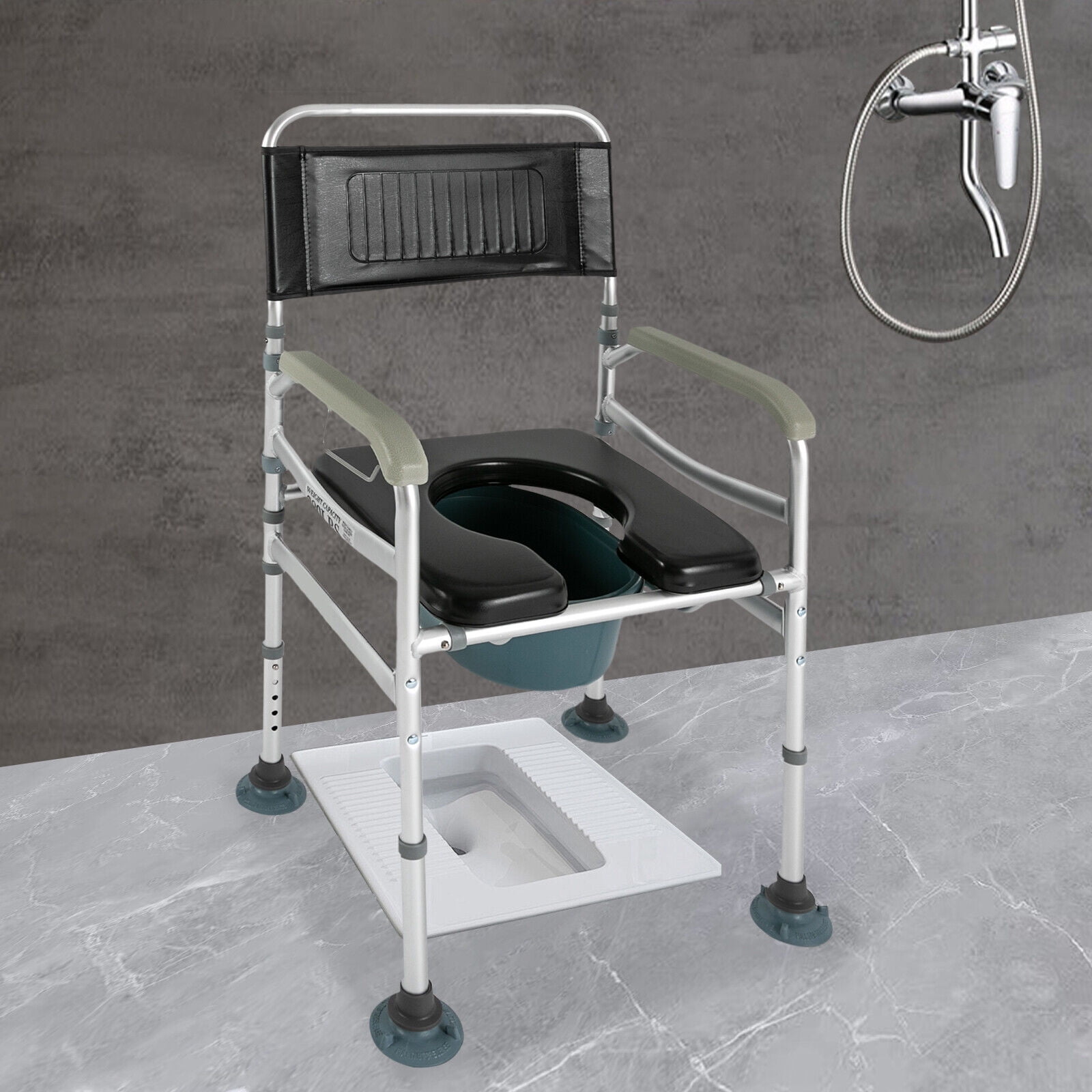 Bath Shower Chair for Elderly & Disability Toilet Seat Rolling Commode ...