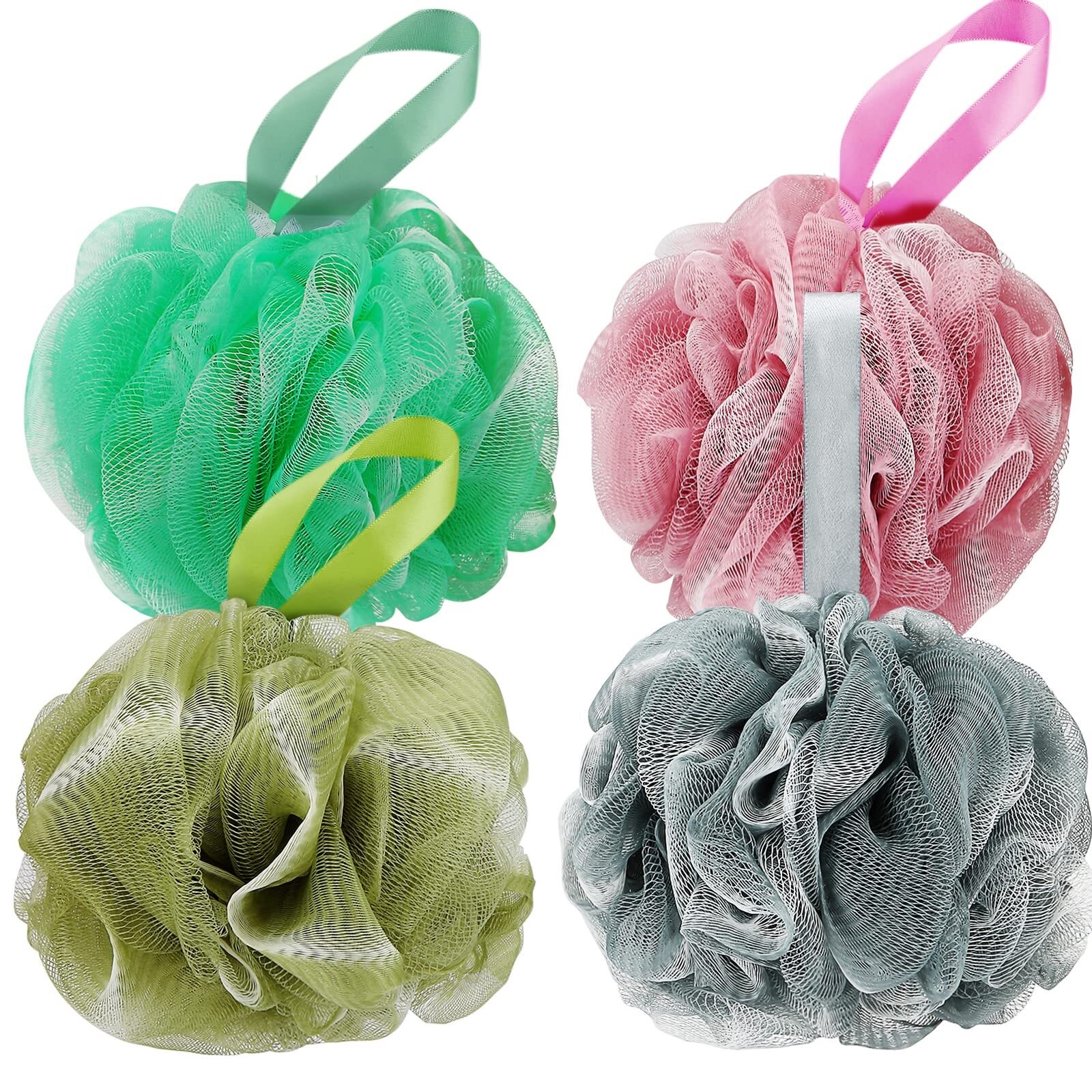 Bath Shower Loofah Sponge 60g Bath Mesh Pouf Shower Ball Body Scrubber ...