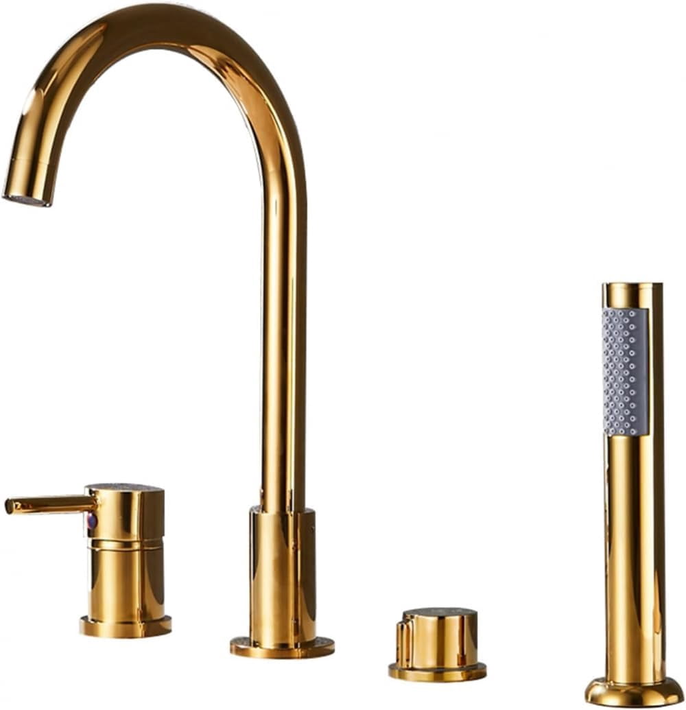 Bath Shower Mixer Tap 4 Holes Tub Tap for Bathroom Gooseneck Bathtub ...