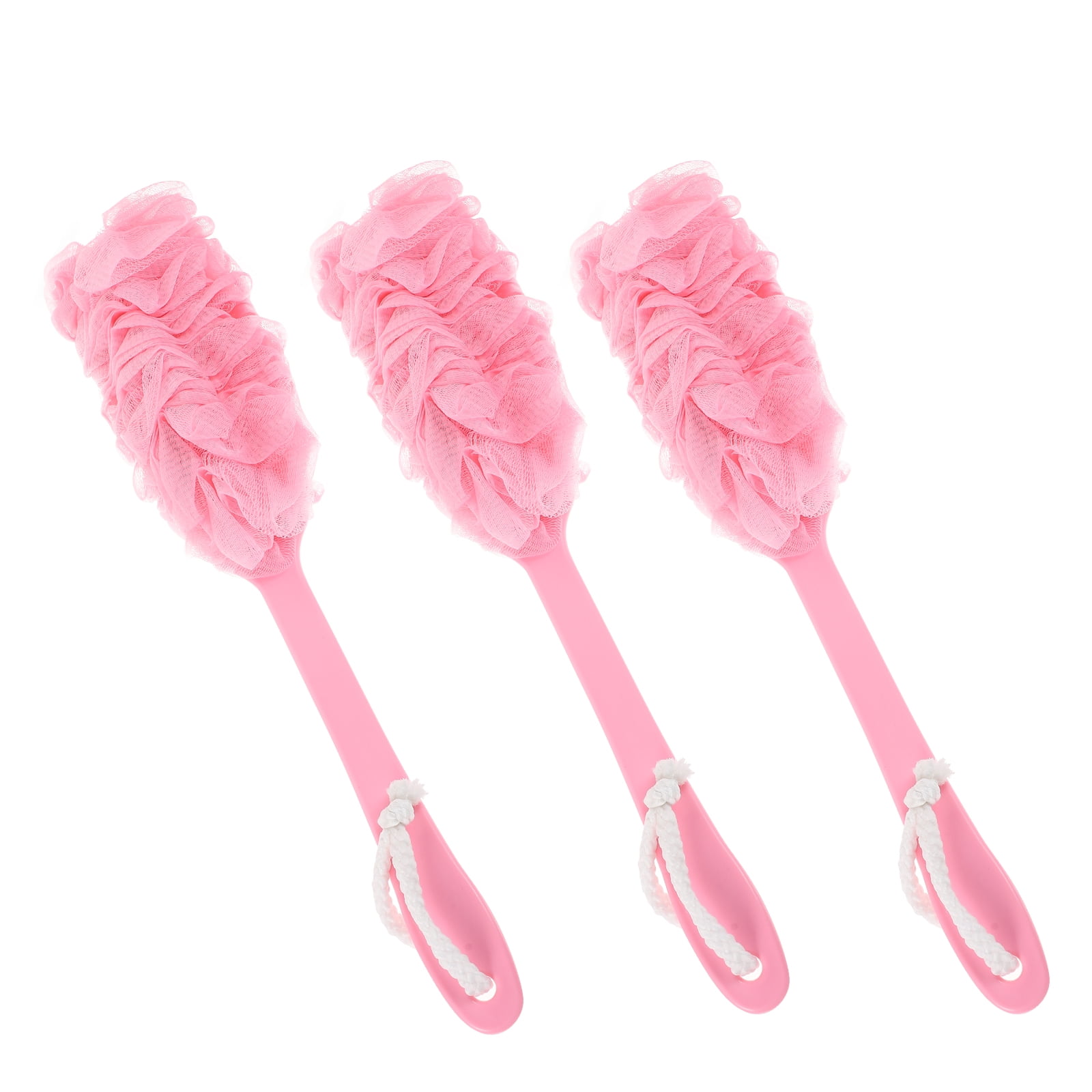 Bath Shower Pouf With Handle 3pcs Shower Brush Bath Sponges Loofahs