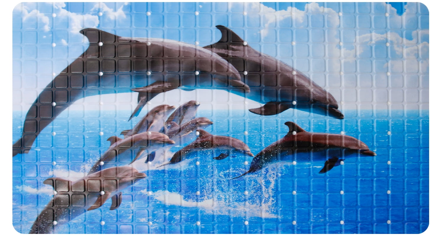 Bath Shower Tub Mat,Non-Slip Shower mat 15"x27",Jumping Dolphins ...