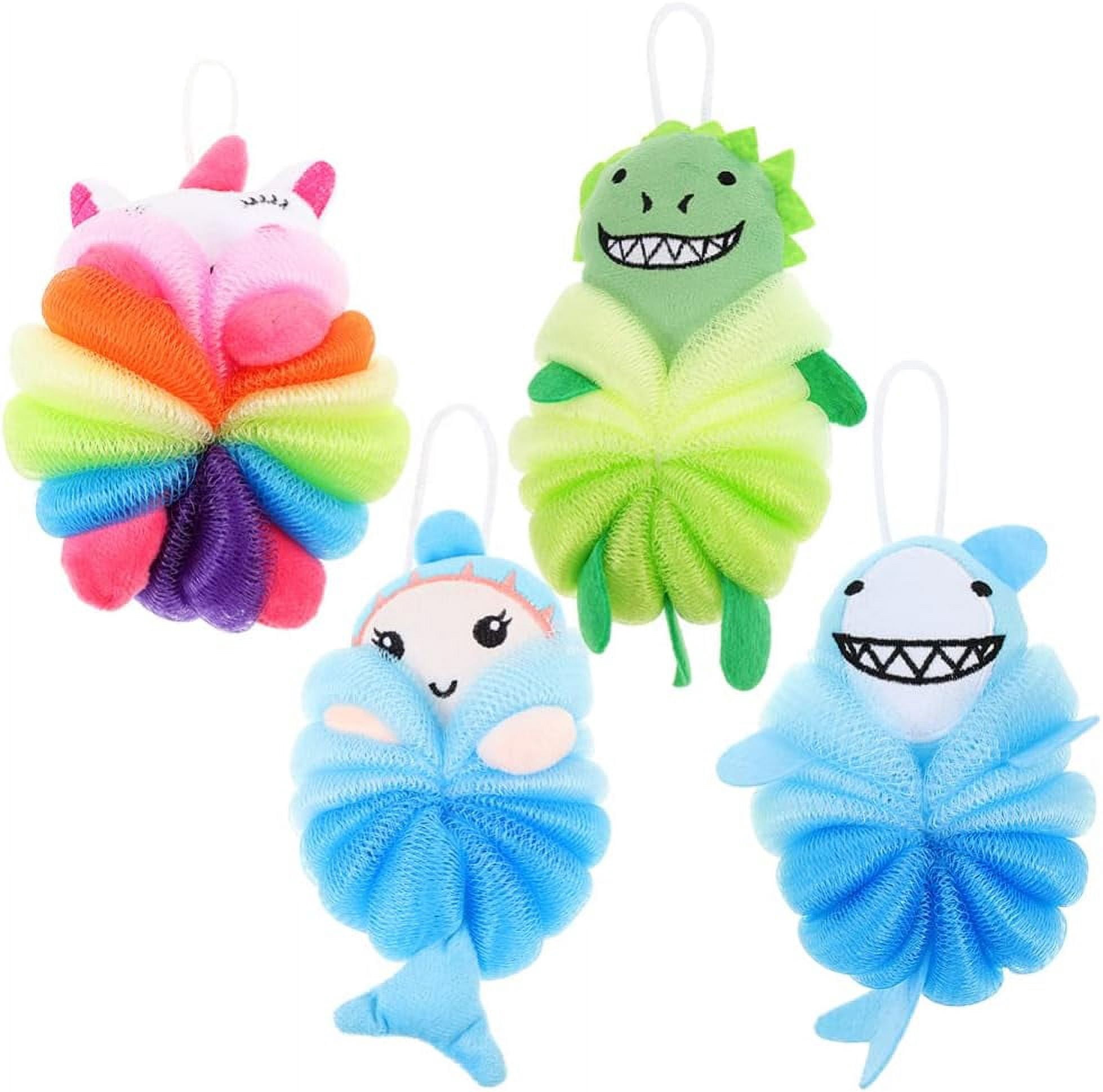 Bath Sponge 4pcs Animal Bath Loofahs Baby Sponge Bath Scrubbers Kids ...