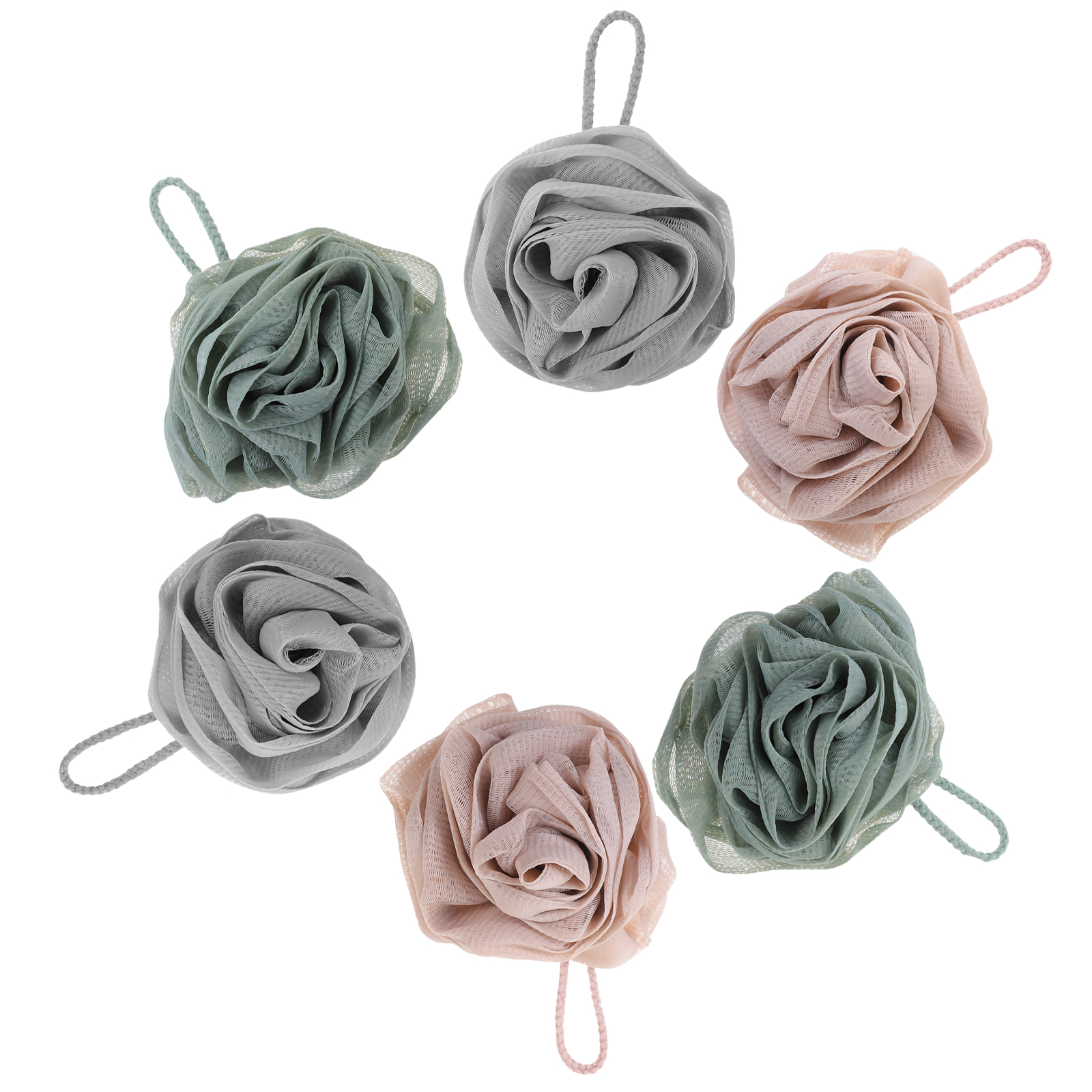 Bath Sponge 6 Pcs Flower Shaped Ball Loofah for Women Shower Scrubber ...