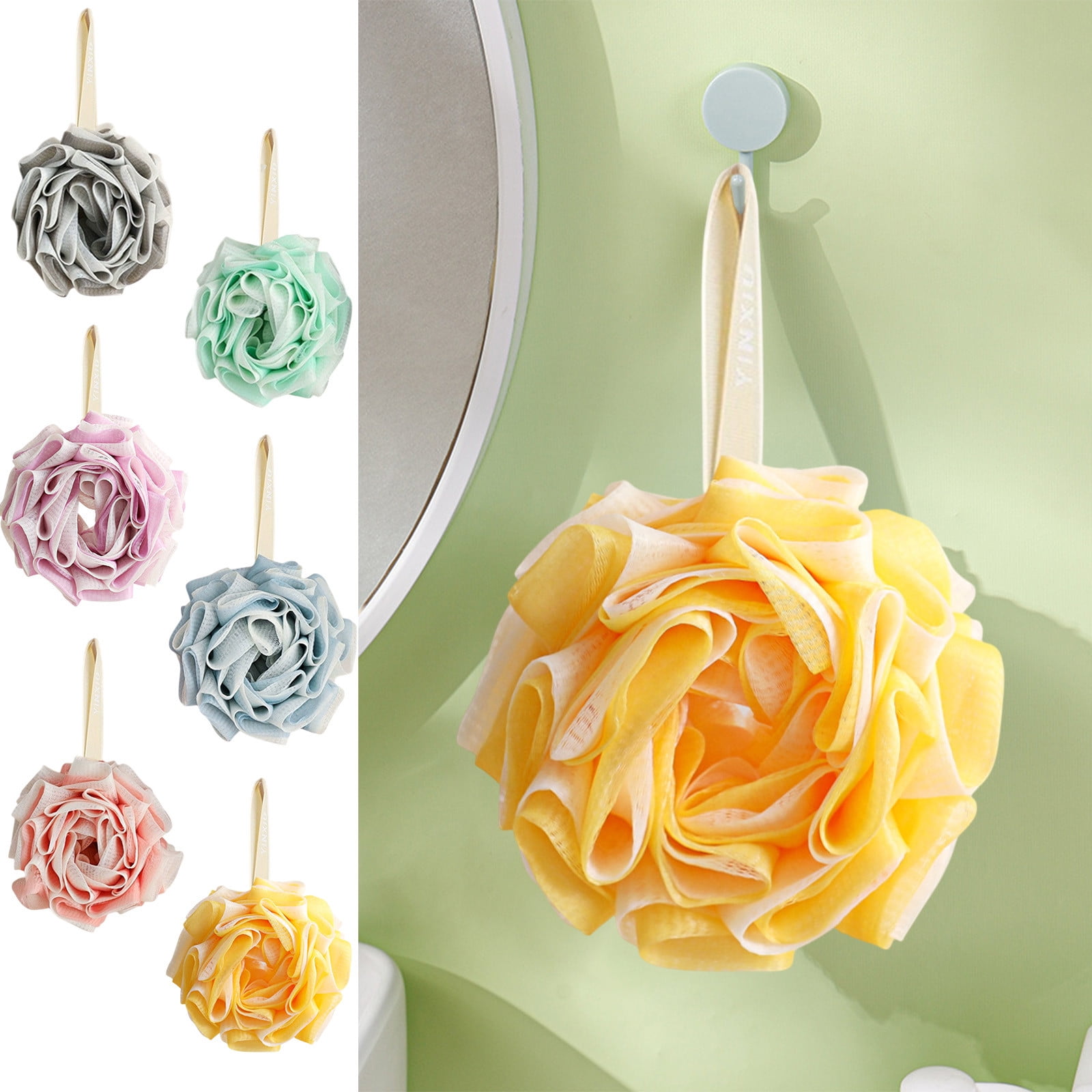 Bath Sponge | Double-Layer Rose Design - Soft Polyester Thick Texture ...