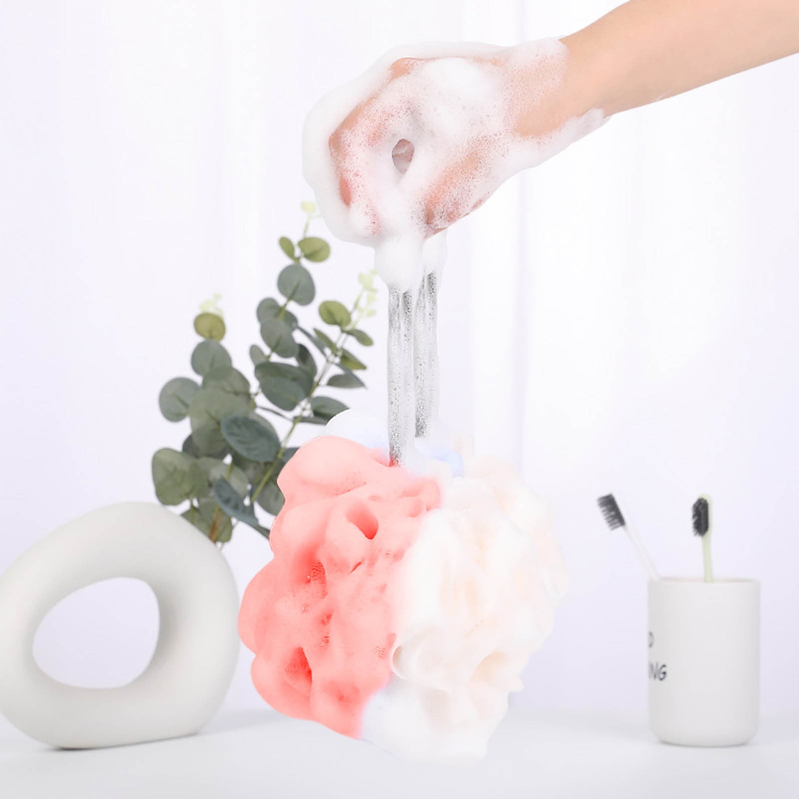 Bath Sponge | Dual-Tone Non-Scattering Mesh Scrubber | Soft Luxurious ...