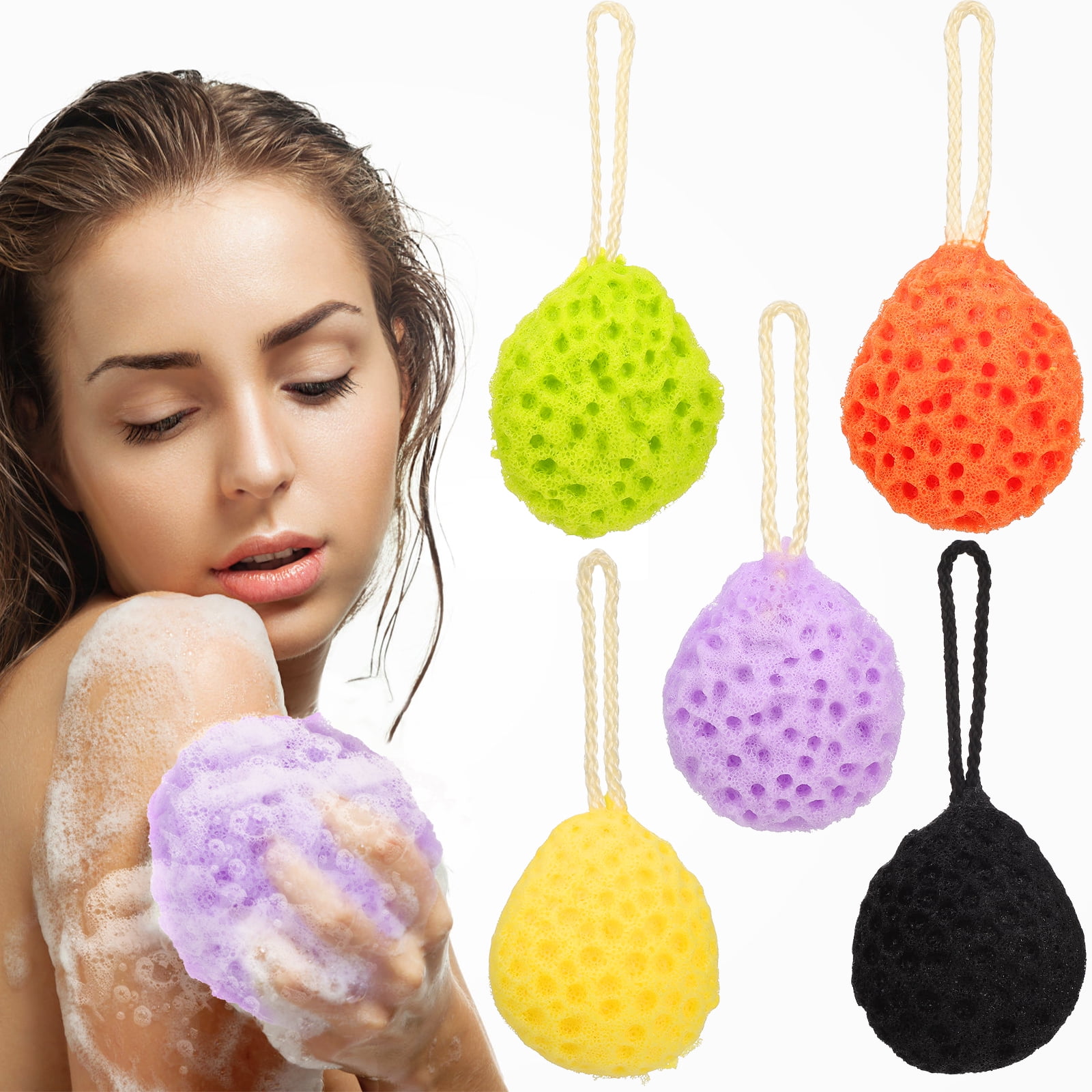 Bath Sponge For Shower, 5pcs Bath Sponge Body Wash Sponge Body Scrubber ...
