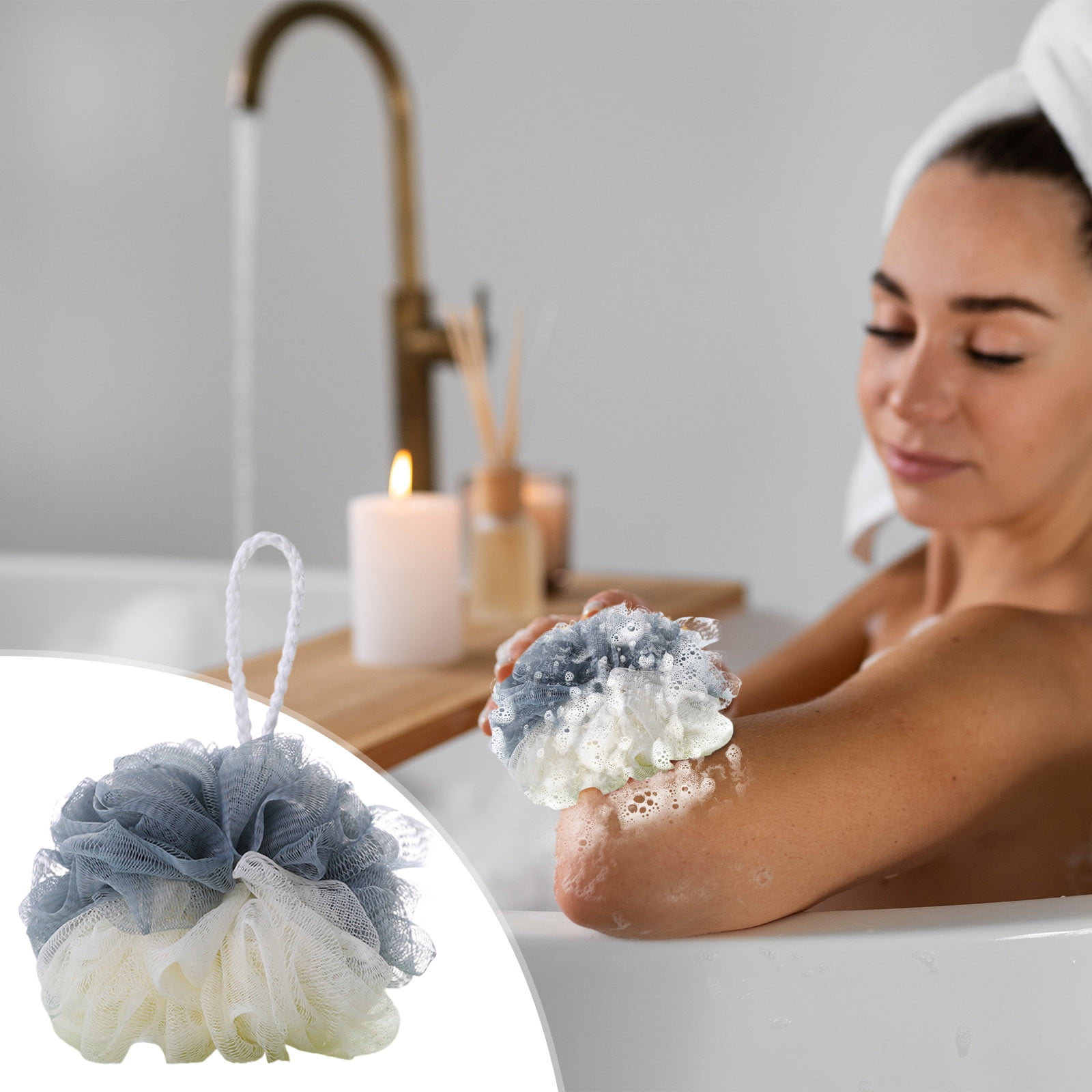Bath Sponges Mesh Balls, Exfoliating Shower Glove, Bath Shower Pouf ...