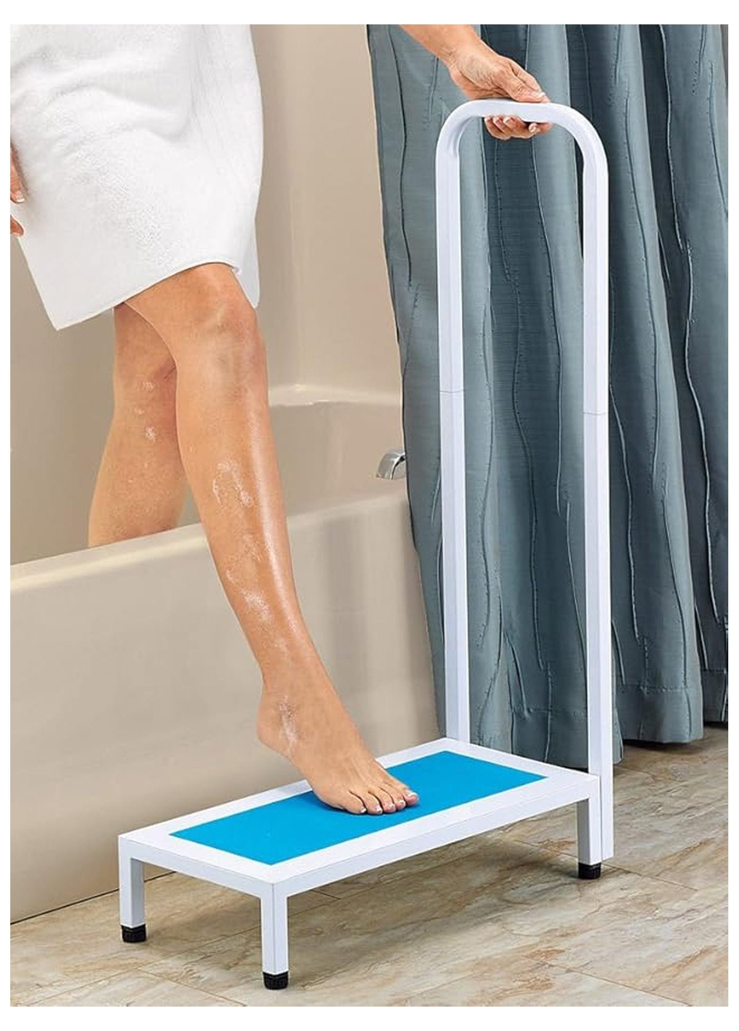 Bath Step with Handle - Non Slip Bathroom Step Stool - Sturdy Aid for ...