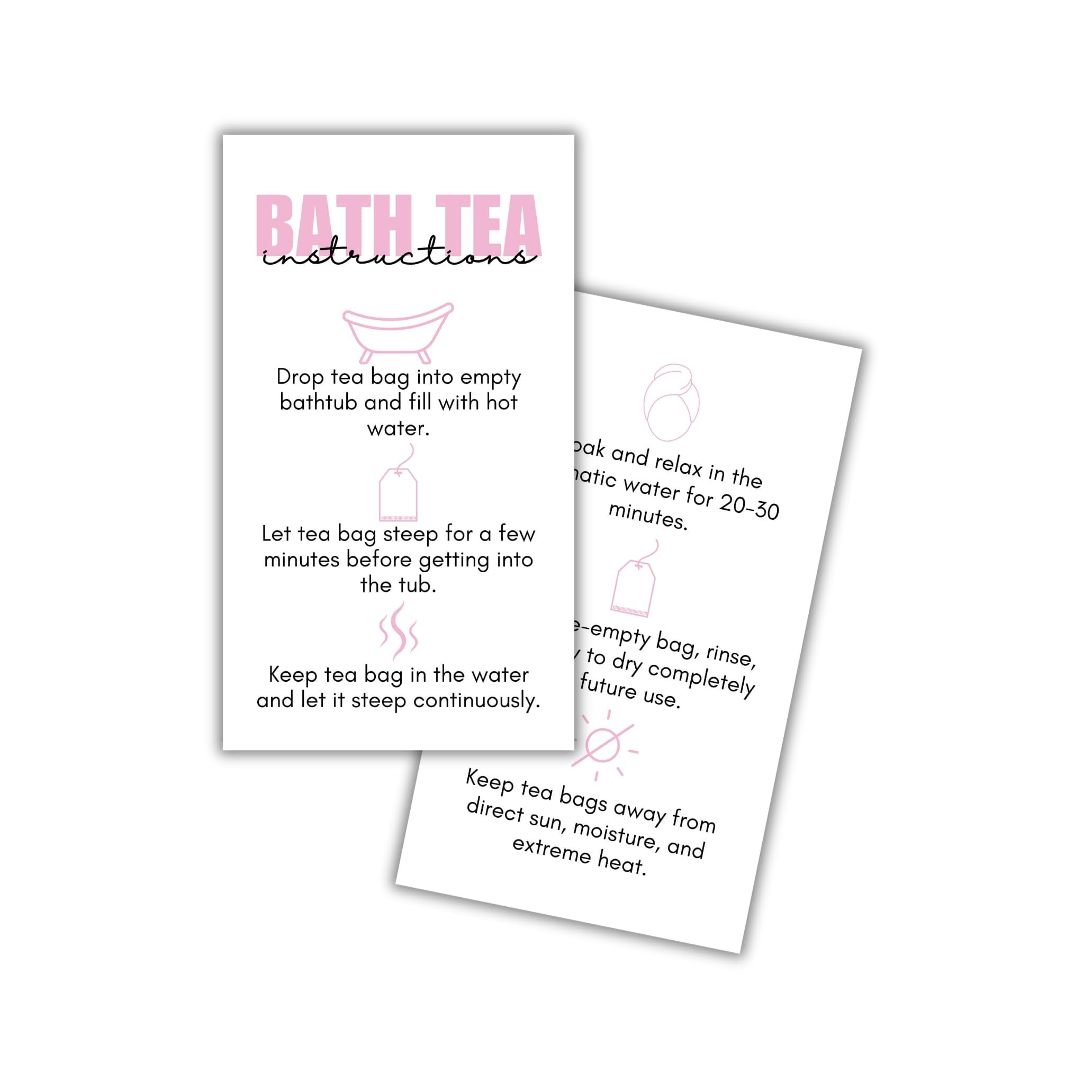 Bath Tea Bags Care Instruction Cards 50pk 2x3.5 Infuser Bulk Packaging ...