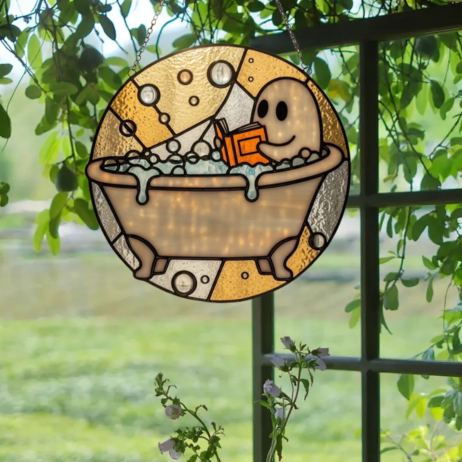 Bath Time Ghost Reader Halloween Decoration - Spooky Indoor Outdoor Decor for Parties, Weather ...