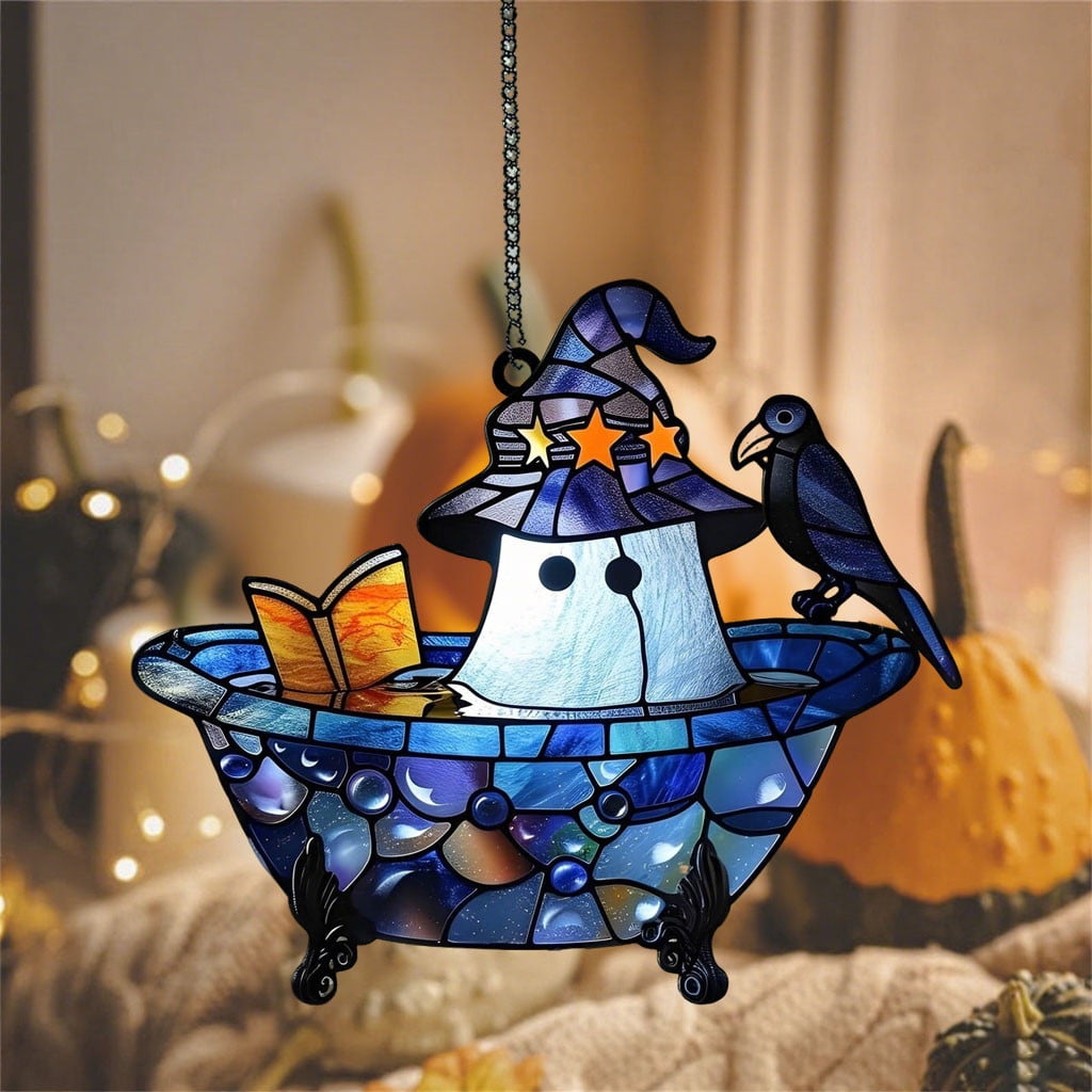 Bath-Time Ghost Reader Ornaments Cute Ghost Pendant, 6 Inch Double ...
