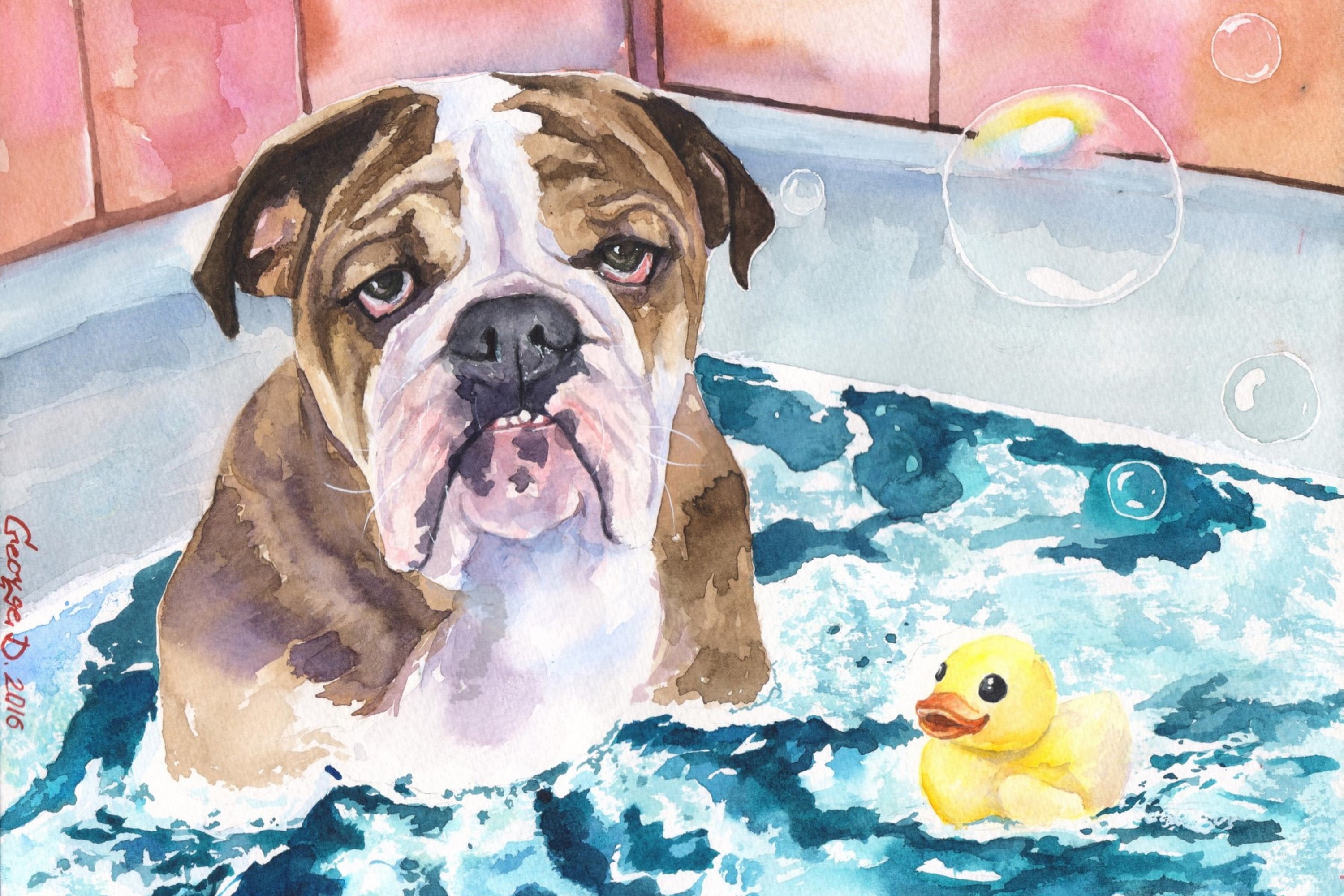 "Bath Time" Painting Print on Wrapped Canvas - Walmart.com