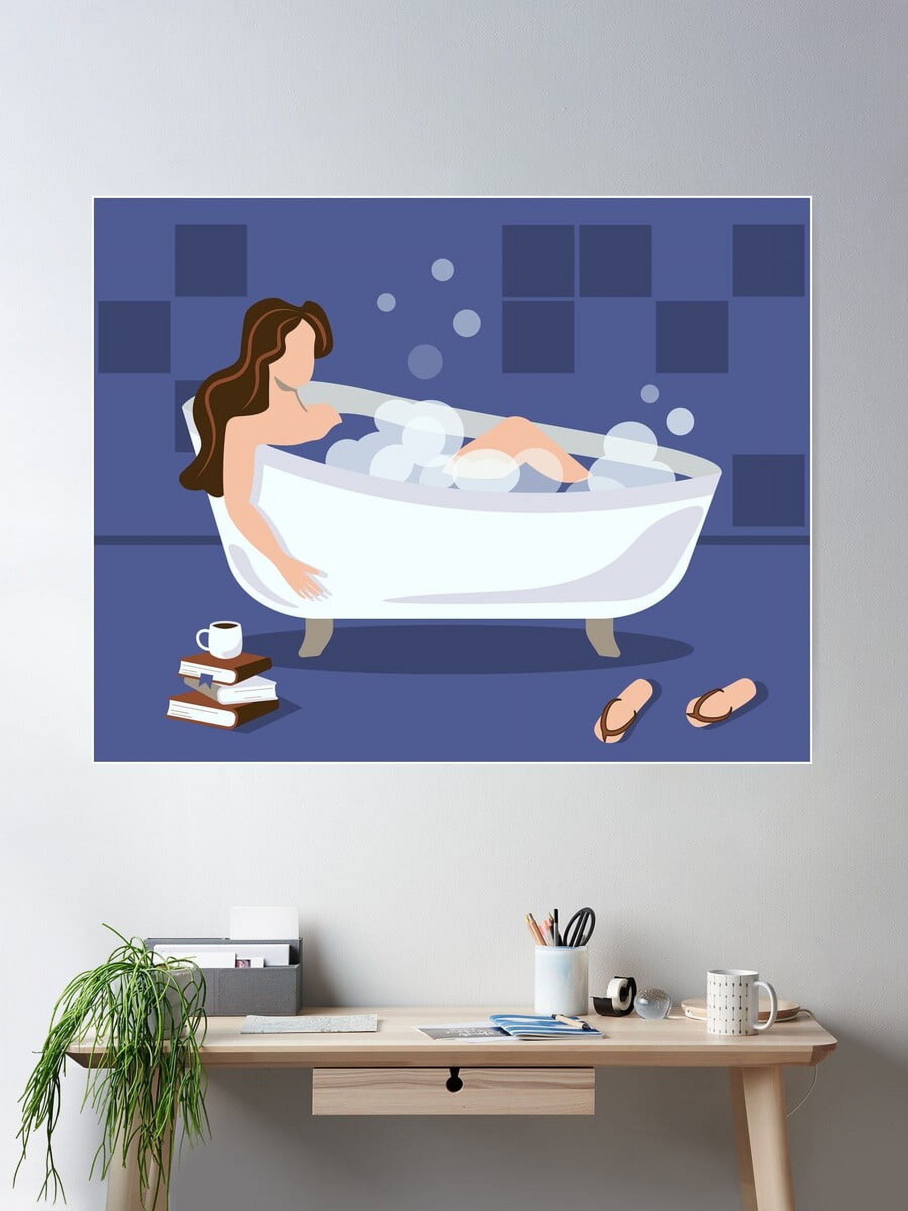 Bath Time With Girl Character Hygiene Poster Wall Art Modern Wall Decor ...