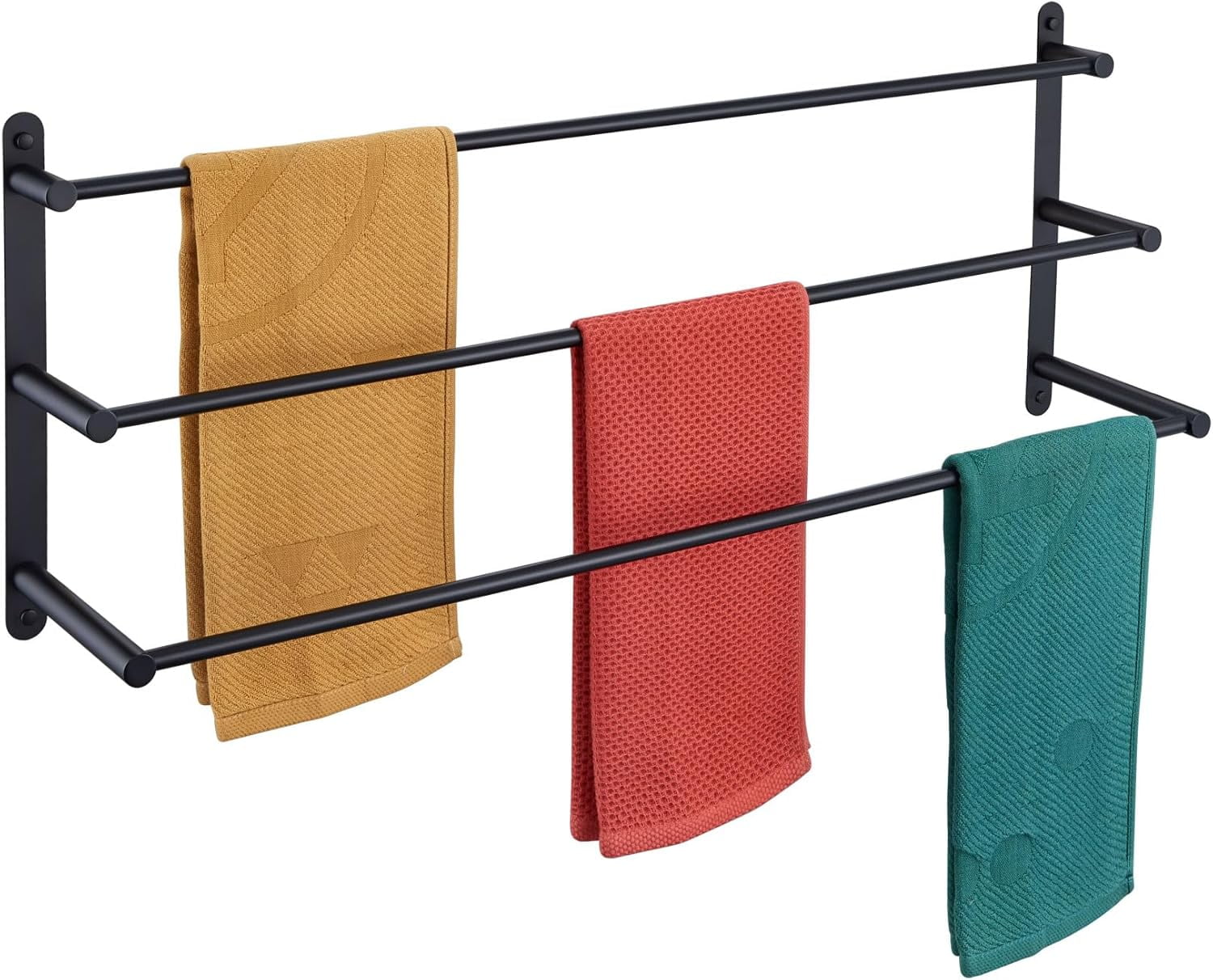 Bath Towel Bars Matte Black Bathroom 3-Tiers Ladder 32'' Towel Rails ...