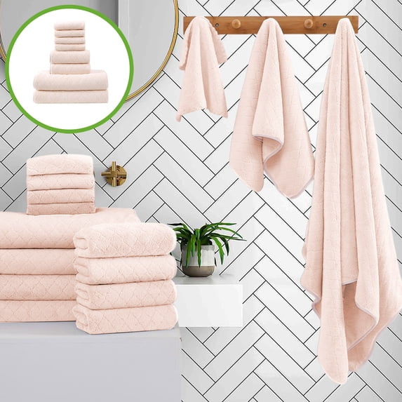 Bath Towel Set, 8-Piece Velvet Soft Absorbent Towels, Premium Quick-Dry ...