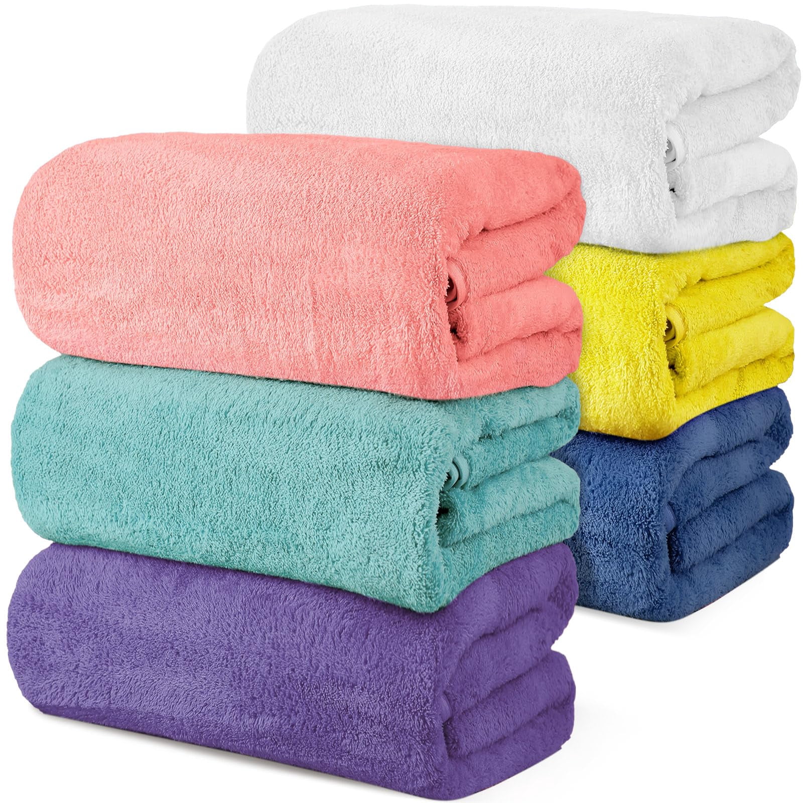 Bath Towel Set Light Color 6 Count 28 x 55 Inches For Bathroom, Gym ...