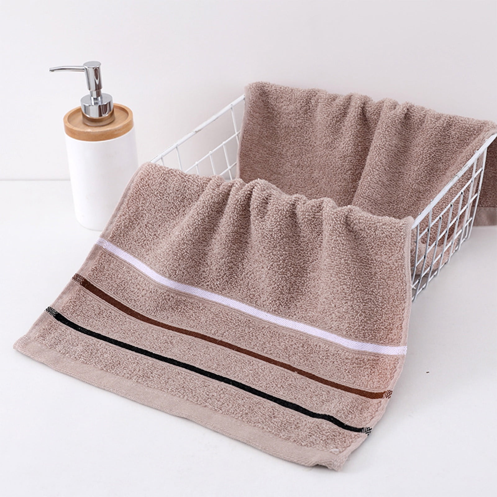 Bath Towel Set,Soft Absorbent Polyester Face & Body Towels,Brown Blue ...