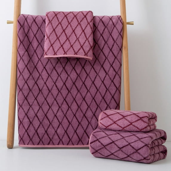 Bath Towel Soft Diamond Pattern Grey Textured Towel Draped Over Light ...