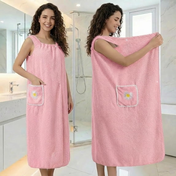 Bath Towel Wrap, Shower Towel with Pocket Bow Design, Soft Lightweight ...