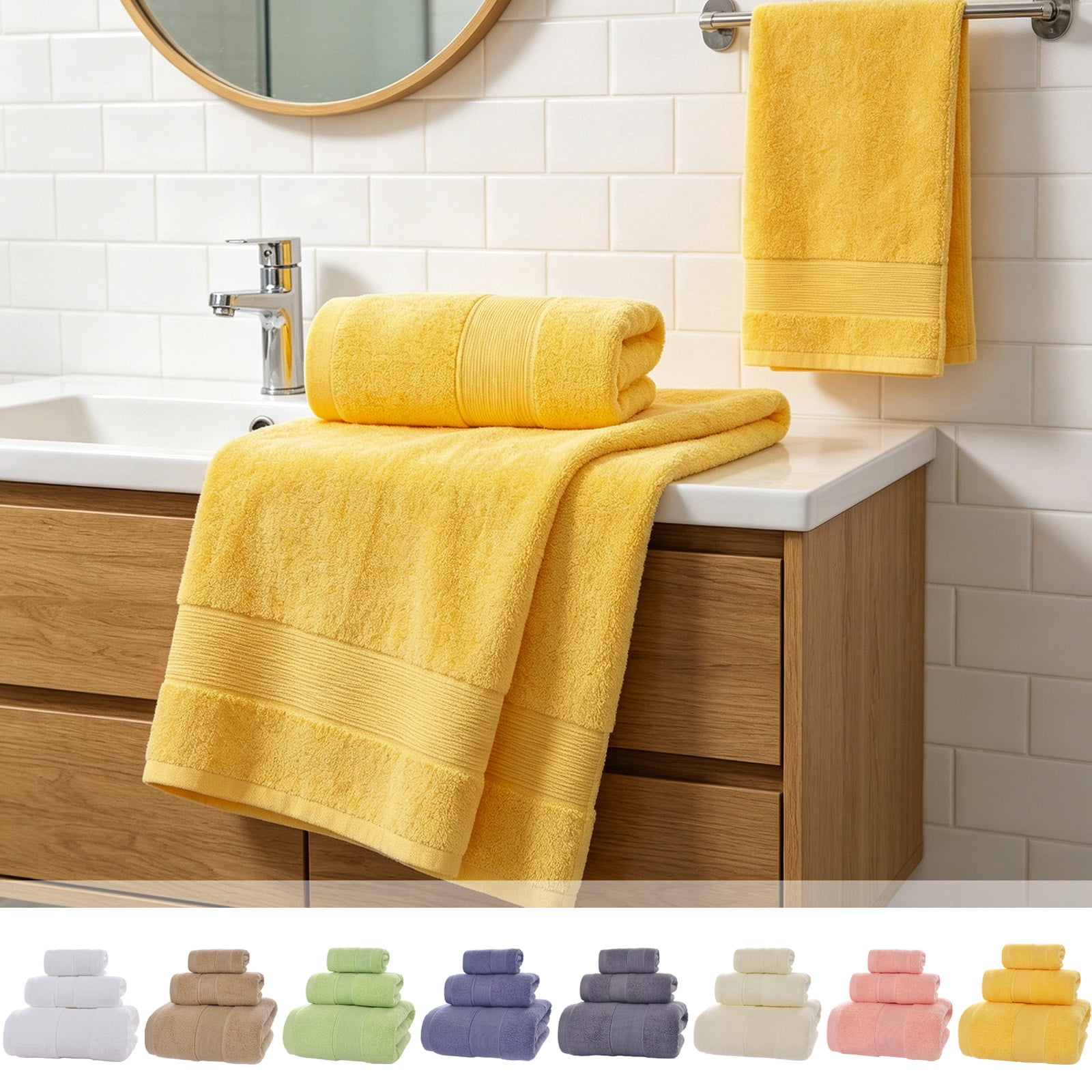 Bath Towels 600 GSM 100% Cotton Hand Towel Set Super Absorbent Quick ...