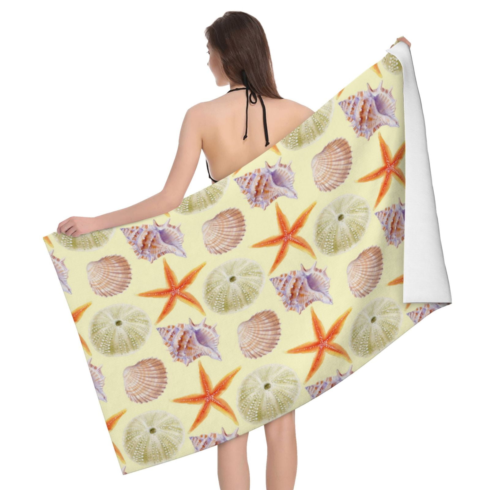Bath Towels for Bathroom, Quick Dry Microfiber Towels for Body, Starfish Conch Shells ...