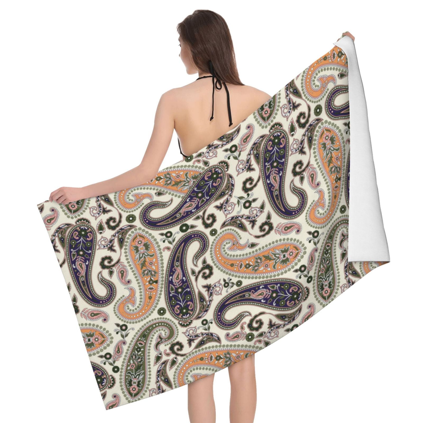 Bath Towels for Bathroom, Quick Dry Microfiber Towels for Body, Paisley ...