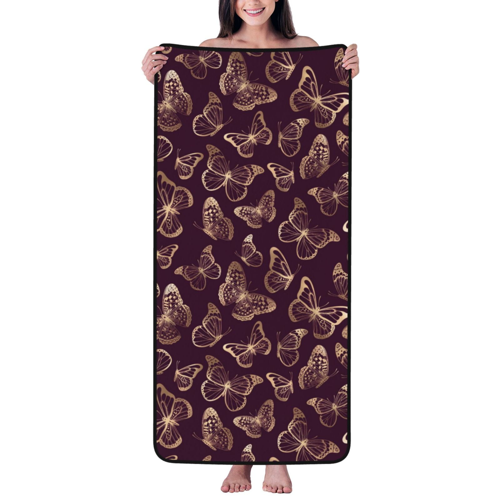 Bath Towels, Beautiful Purple Butterflies Highly Absorbent Towels for ...