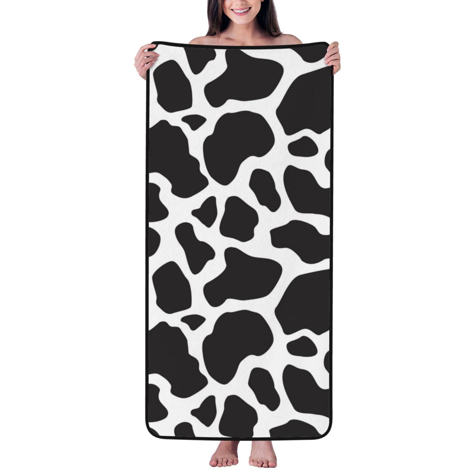 Bath Towels, Black White Cow Print pattern Highly Absorbent Towels for ...