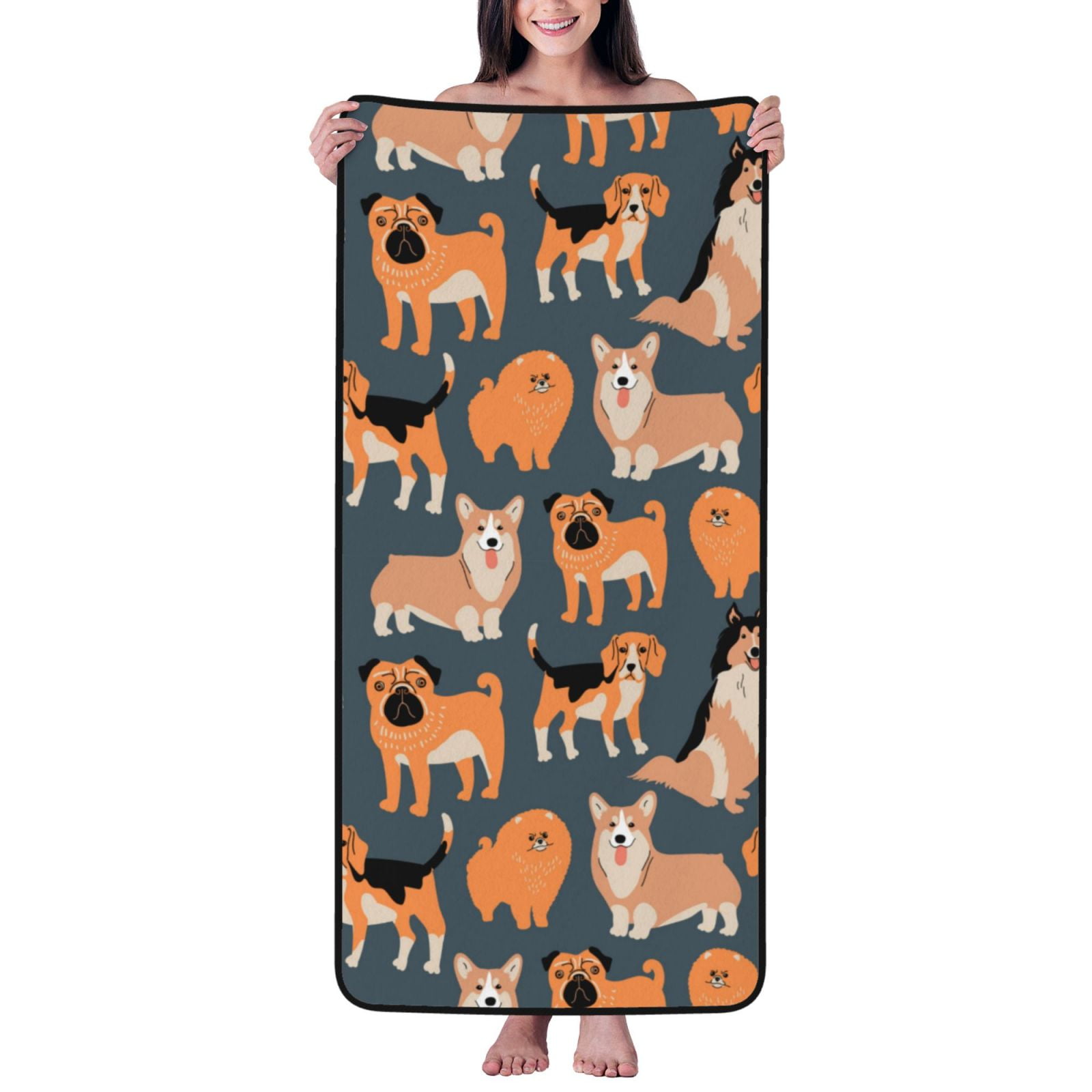 Bath Towels, Corgi Collie Pug Highly Absorbent Towels for Bathroom ...