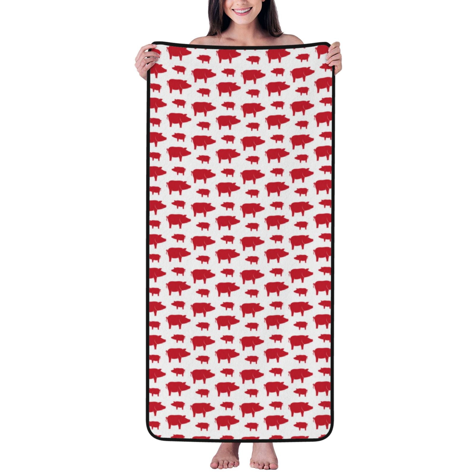 Bath Towels, Cute Cartoon Pig Red Highly Absorbent Towels for Bathroom ...