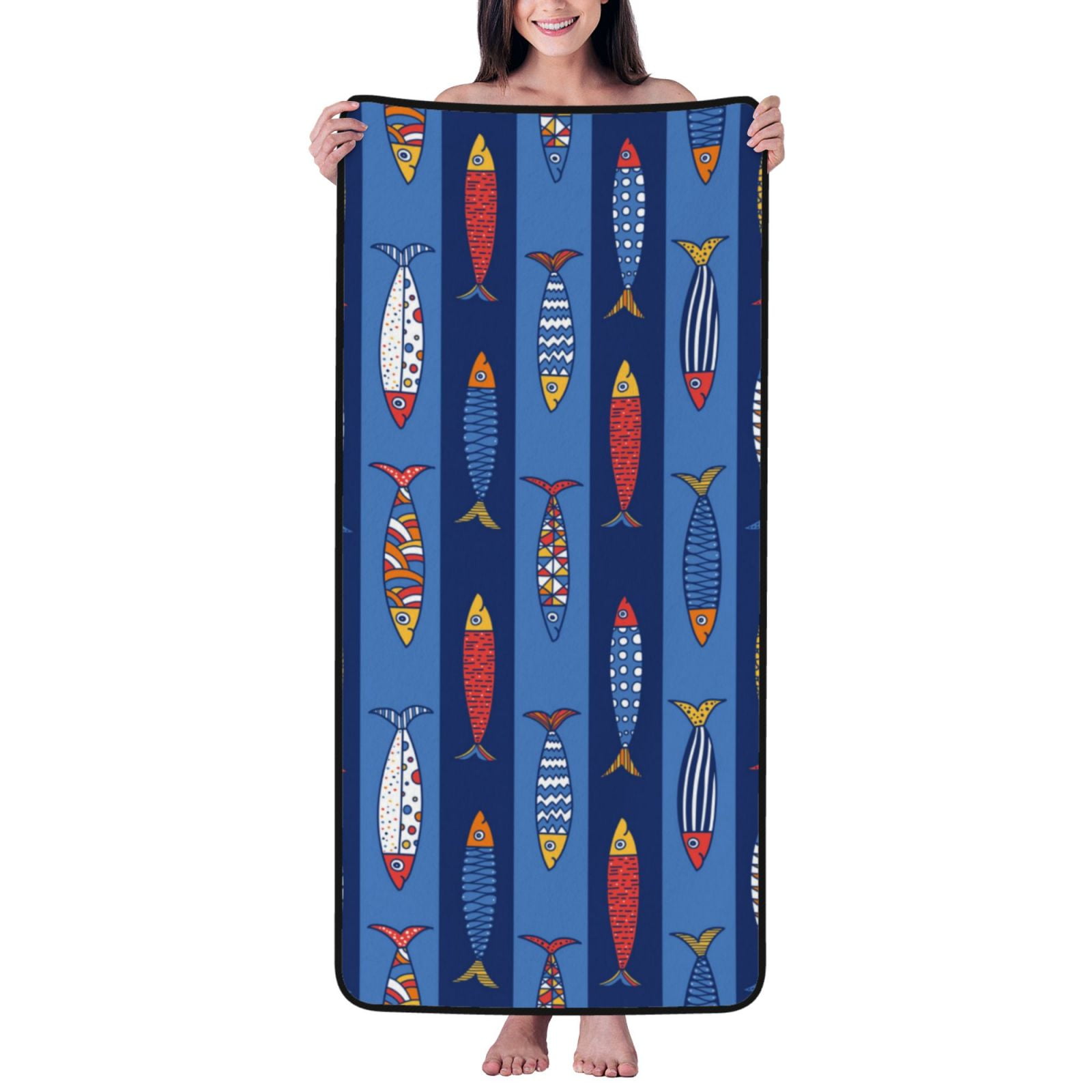 Bath Towels Cute Fish Coral Quick Drying Bath Sheets, Shower Towels for ...