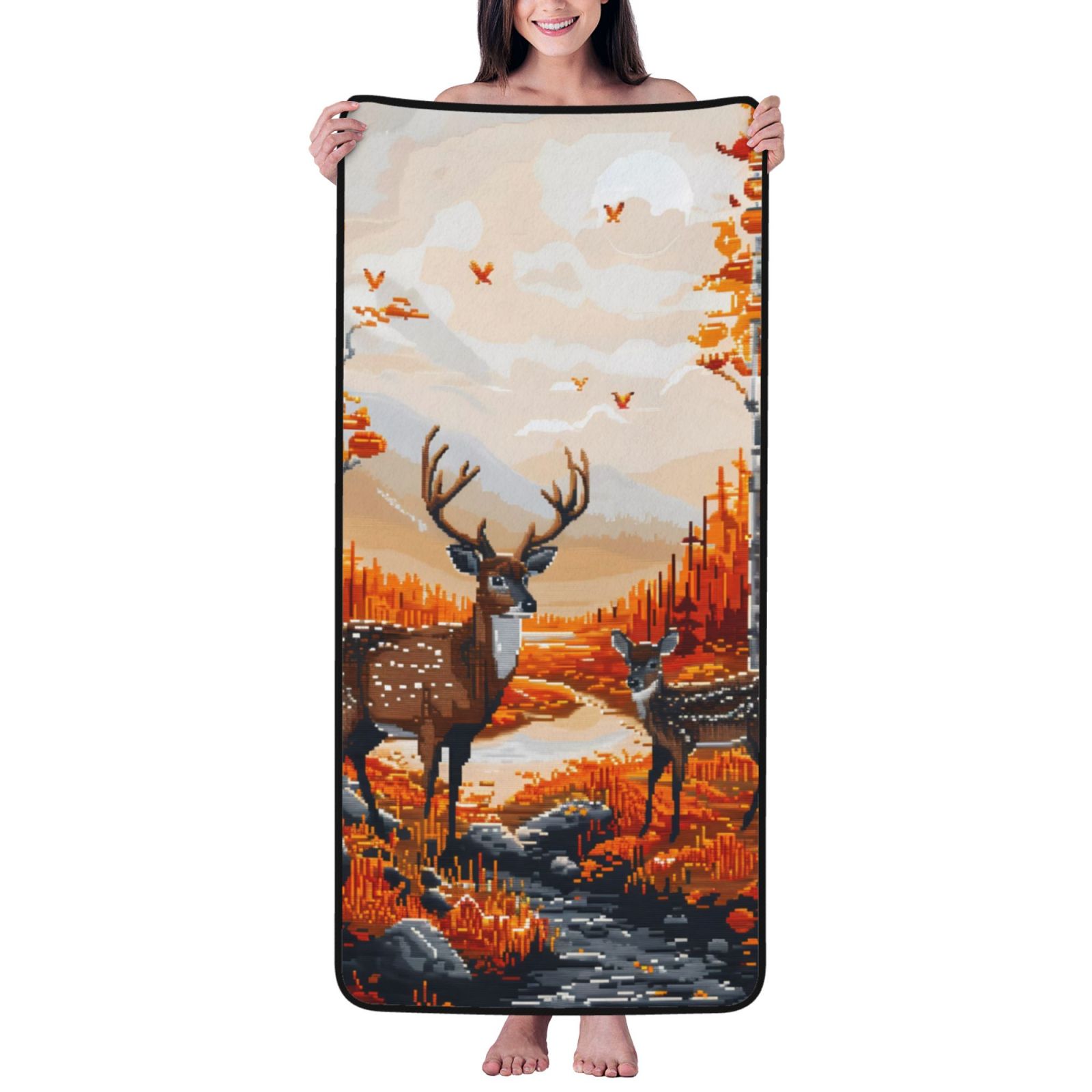 Bath Towels, Deer in an Autumn Forest Highly Absorbent Towels for ...
