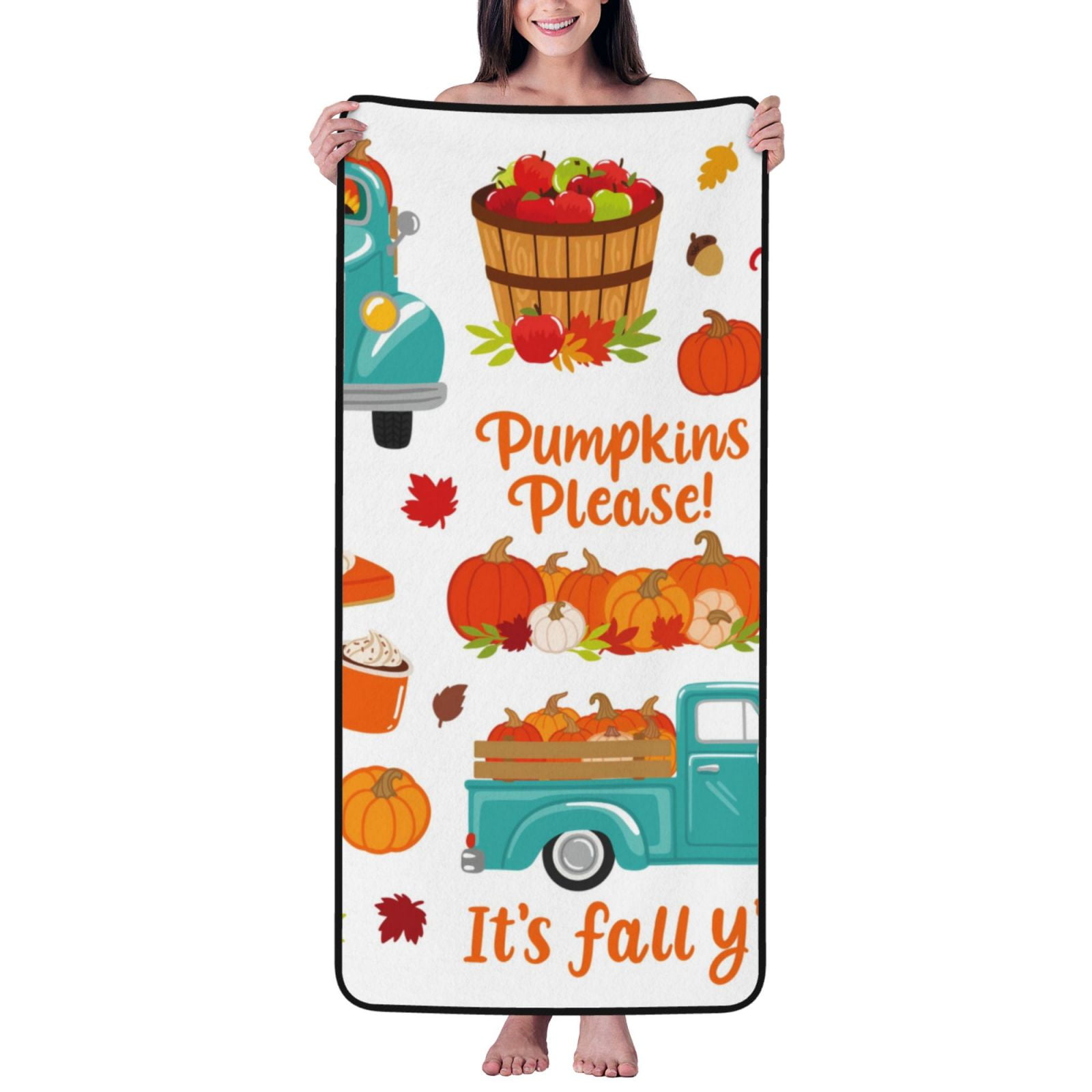 Bath Towels, Fall Pumpkins Highly Absorbent Towels for Bathroom - Quick ...