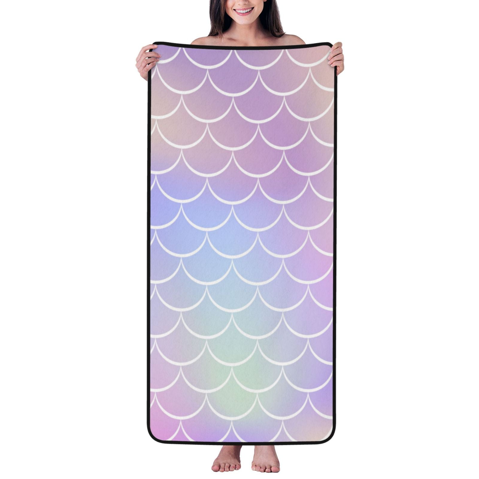 Bath Towels Fish Scale1 Coral Quick Drying Bath Sheets, Shower Towels ...