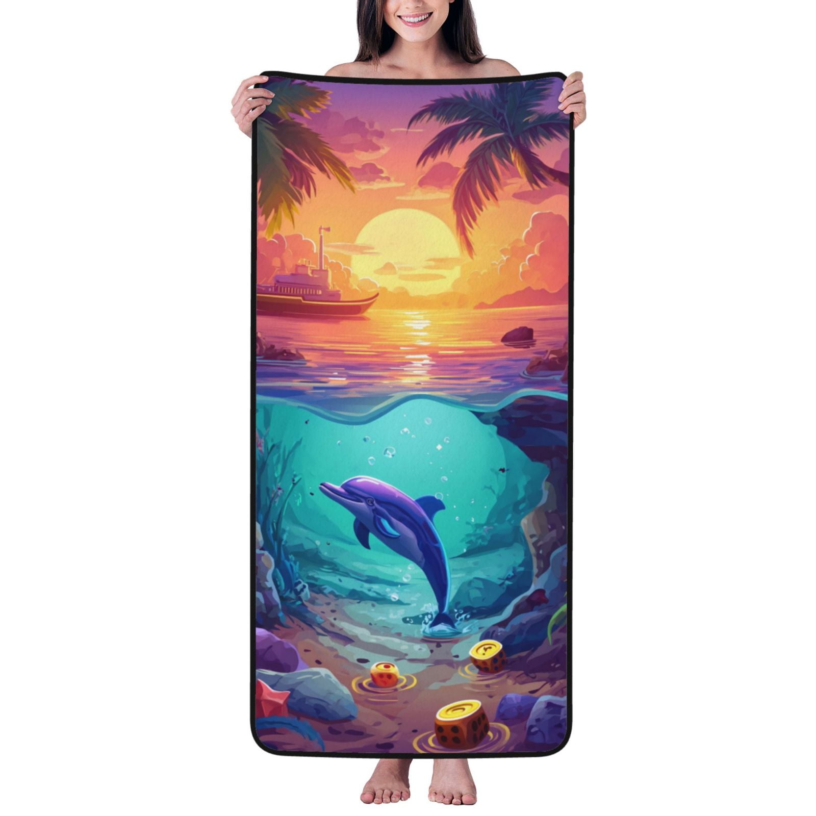 Bath Towels - Hawaiian Island Dolphin Soft Absorbent Towels for ...