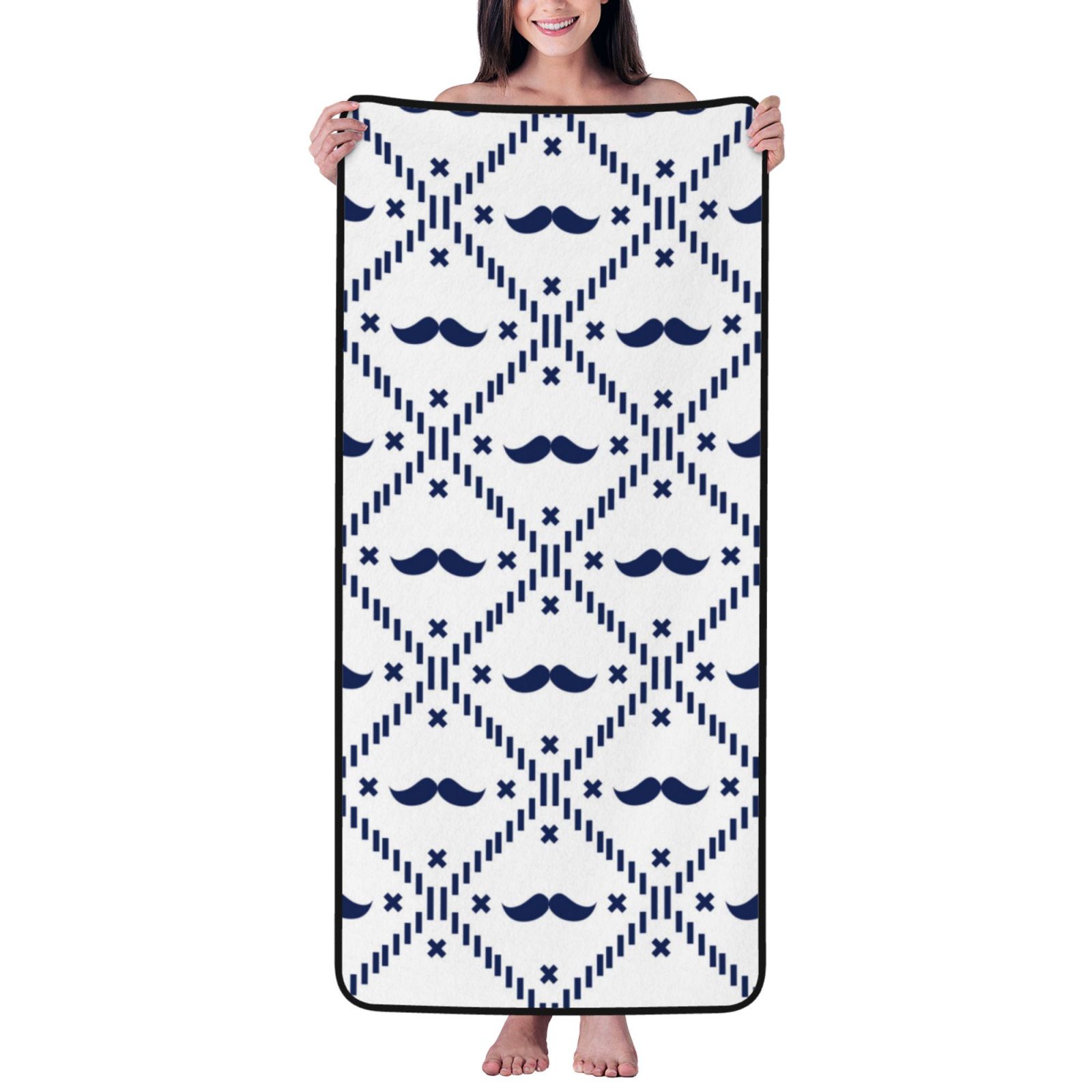 Bath Towels - Hipster Mustache Soft Absorbent Towels for Bathroom ...