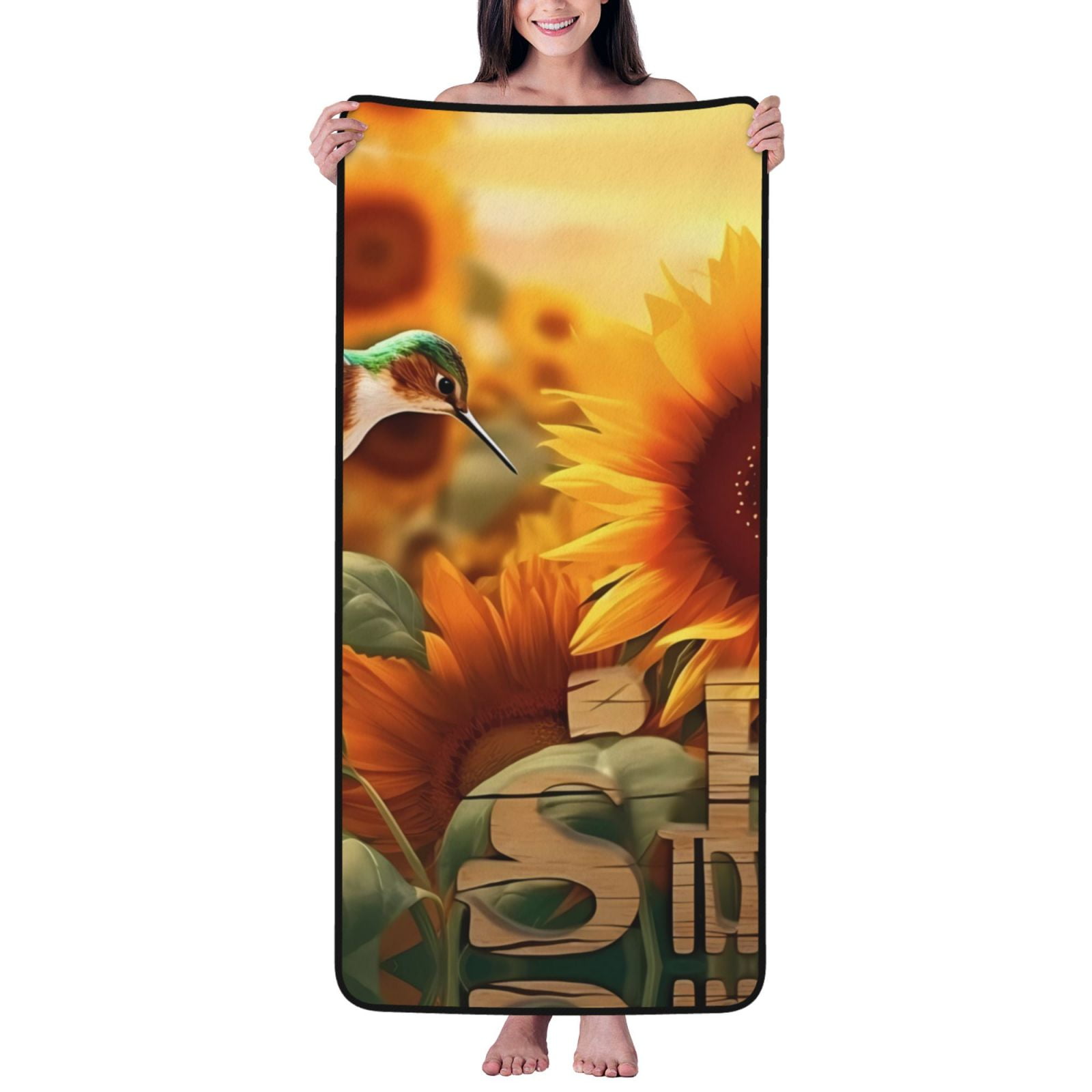 Bath Towels - Hummingbird Sunflower Soft Absorbent Towels for Bathroom ...