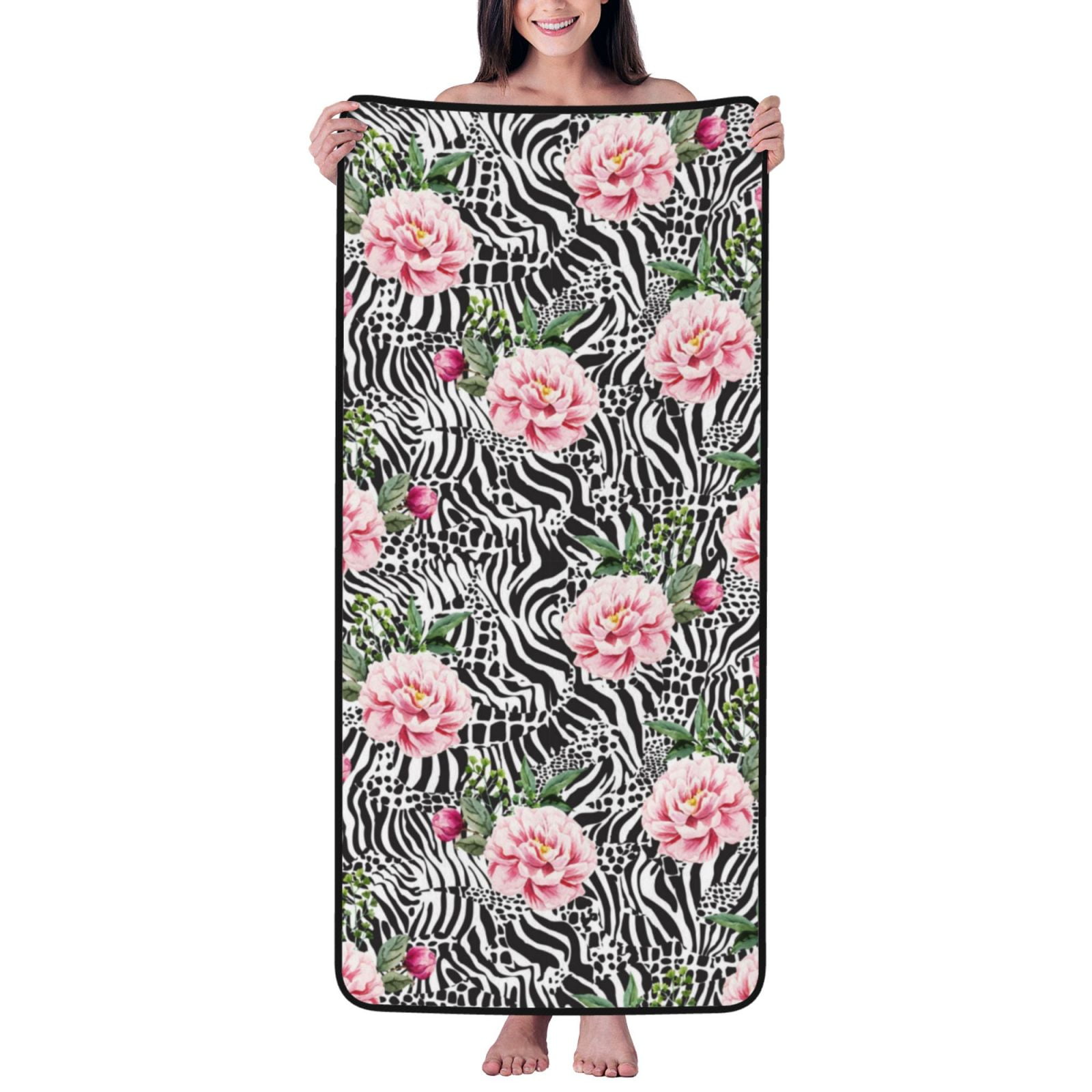 Bath Towels, Pink rose Zebra print Highly Absorbent Towels for Bathroom ...
