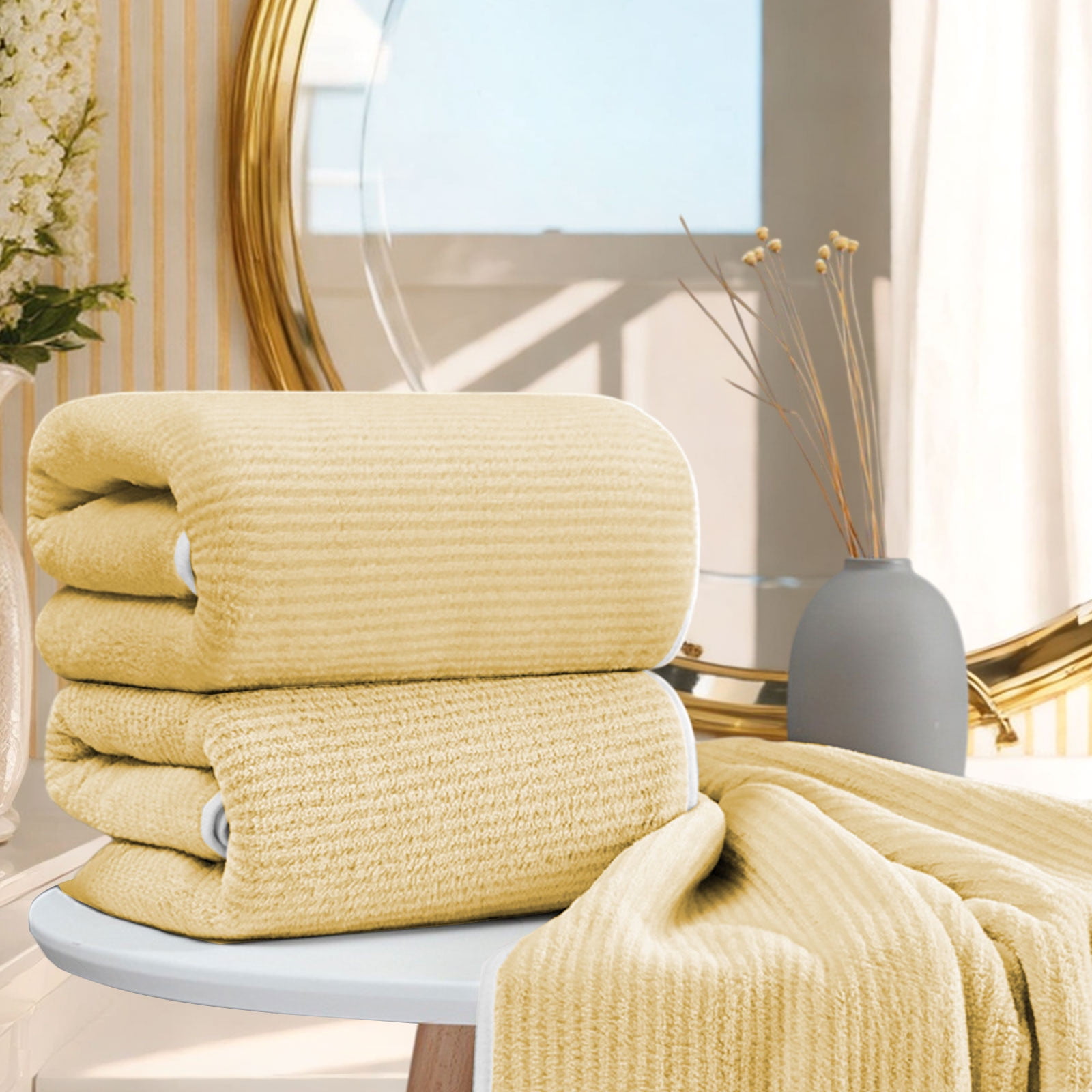 Bath Towels Set of 2 | Large Soft Thick Absorbent Polyester | Quick Dry ...