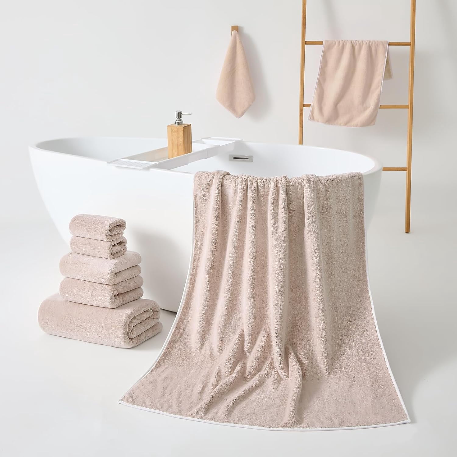 Bath Towels Set of 6 - Oversized Bath Sheets (70 x35 in), 670GSM Ultra ...
