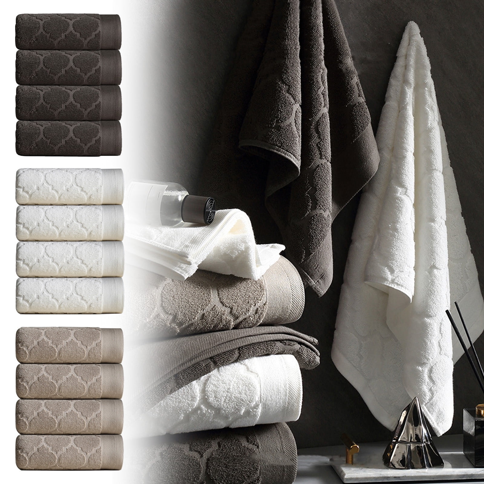 Bath Towels Set For Bathroom, Thick Soft Absorbent Wash Face Towel, 100 ...