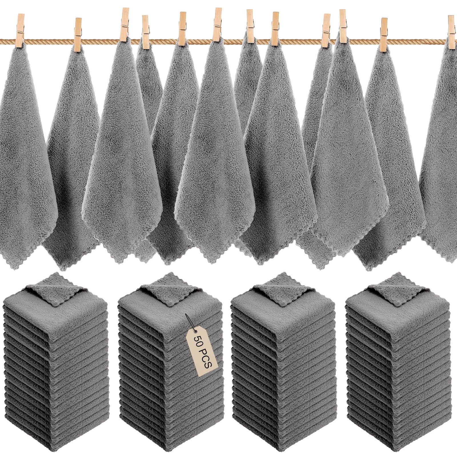 Bath Towels Set of 50, Soft and Absorbent Polyester Towels for Bathroom ...
