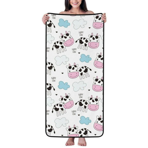Bath Towels - Simple Funny Cute Cow Soft Absorbent Towels for Bathroom ...