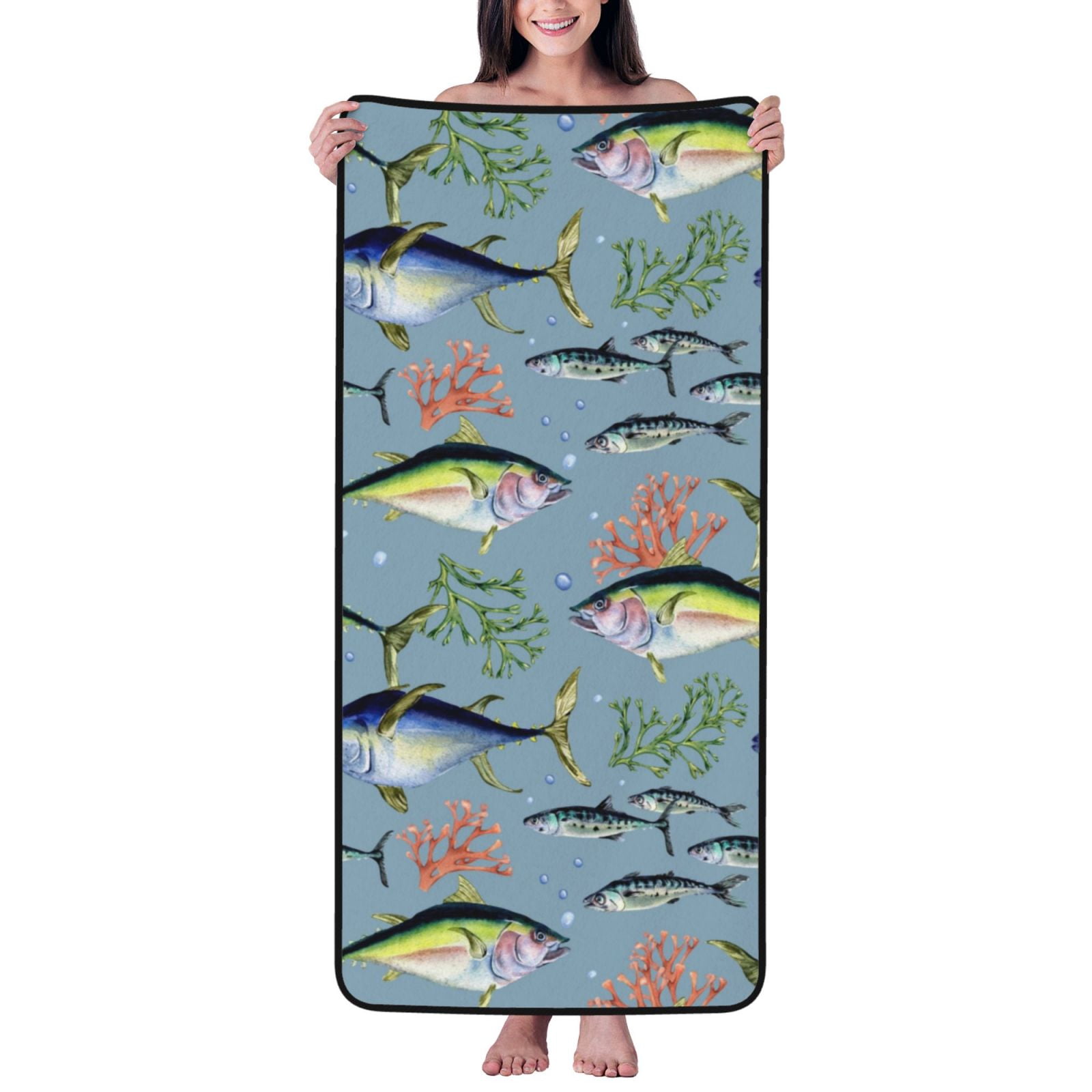 Bath Towels, Various Wild Sea Fish Highly Absorbent Towels for Bathroom ...